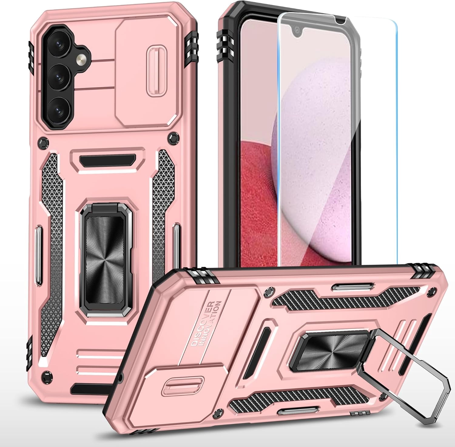 for Samsung Galaxy A14 5G Case with HD Screen Protector & Slide Camera ...