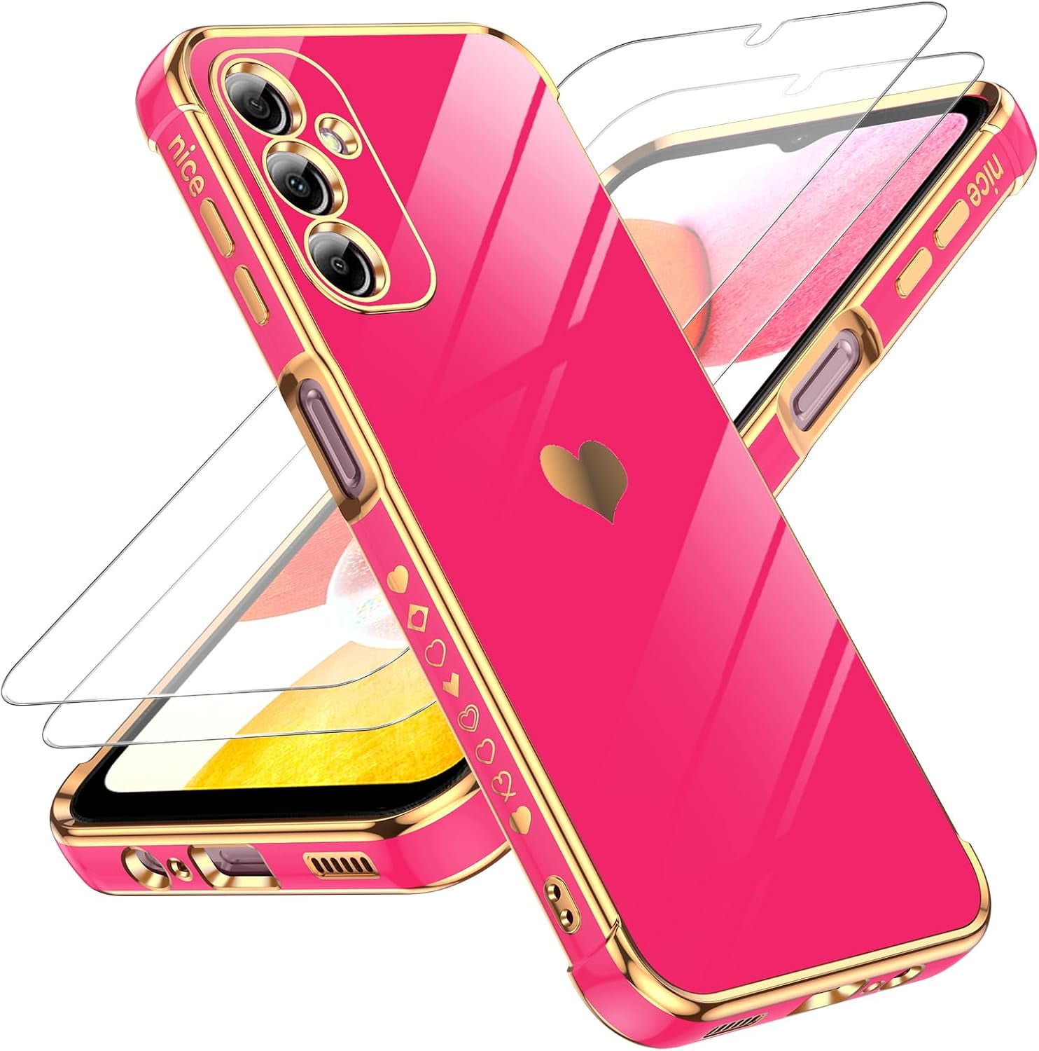 for Samsung Galaxy A14 5G Case: with Tempered Glass Screen Protector [2 ...