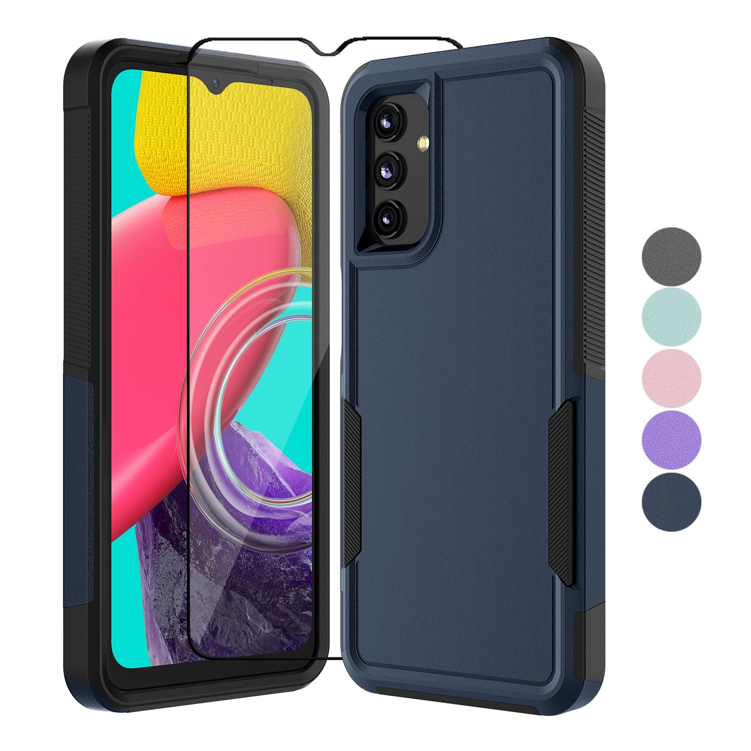 Samsung Galaxy A14 5G Case with Tempered Glass Screen Protector, Tekcoo Heavy Duty Rugged ...