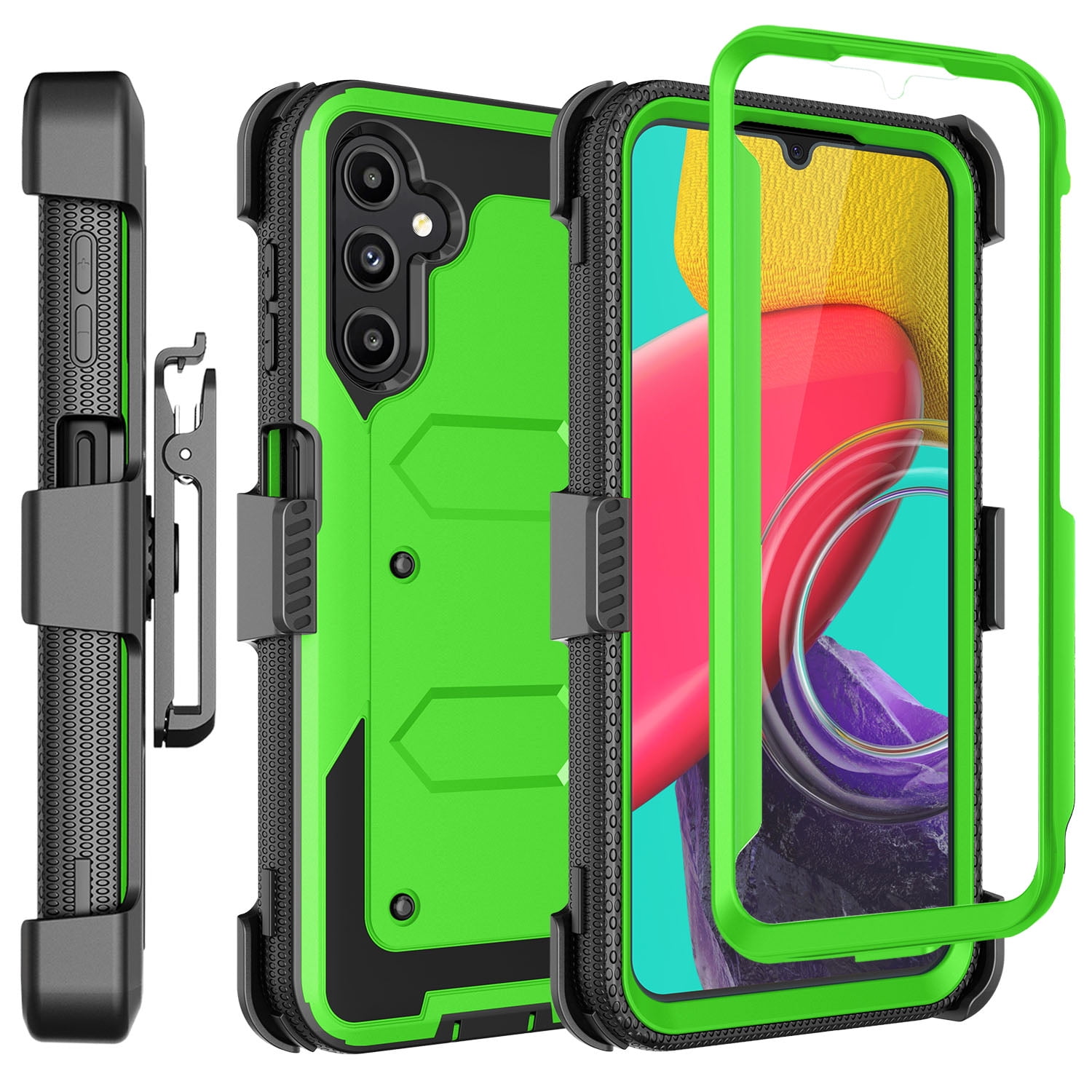 For Samsung Galaxy A14 5G Phone Case, with [Built-in Screen Protector] Swivel Holster Belt Clip ...