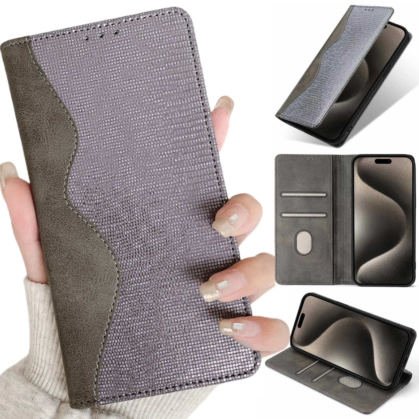 for Samsung Galaxy A14 (5G) Phone Case, Shiny Bling Sequins + Leather ...