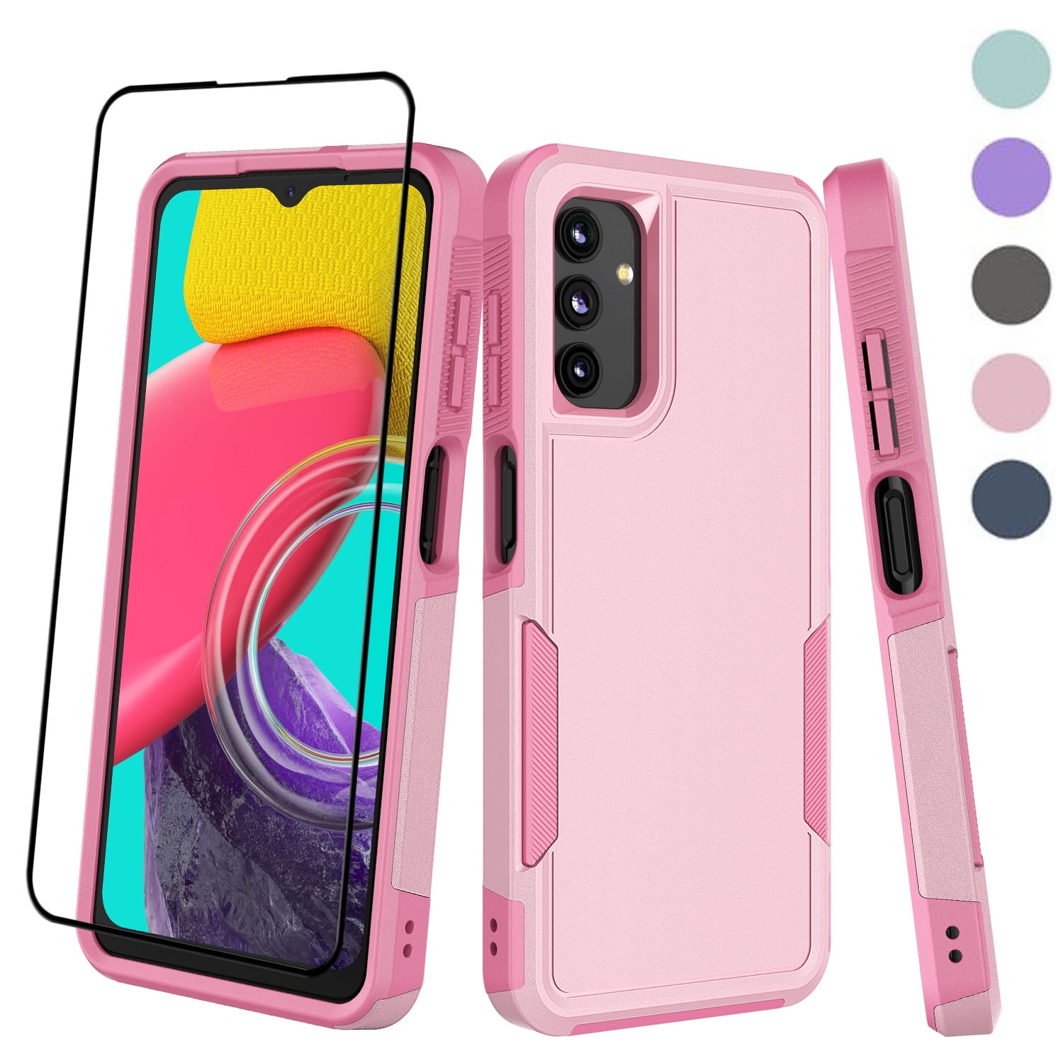 Samsung Galaxy A14 5G Phone Case, with Tempered Glass Screen Protector, Takfox Dual Layer Heavy ...