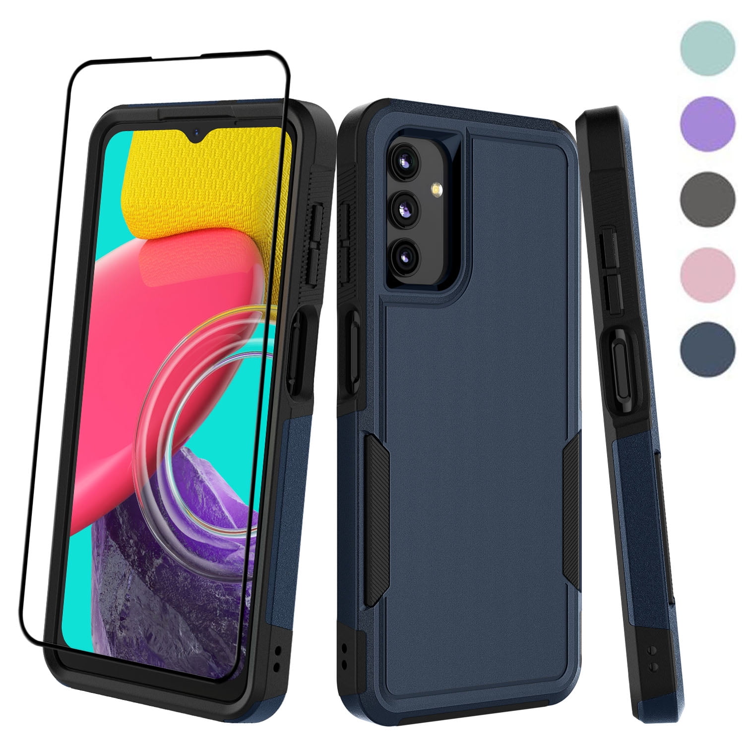 Samsung Galaxy A14 5G Phone Case, with Tempered Glass Screen Protector, Takfox Dual Layer Heavy ...