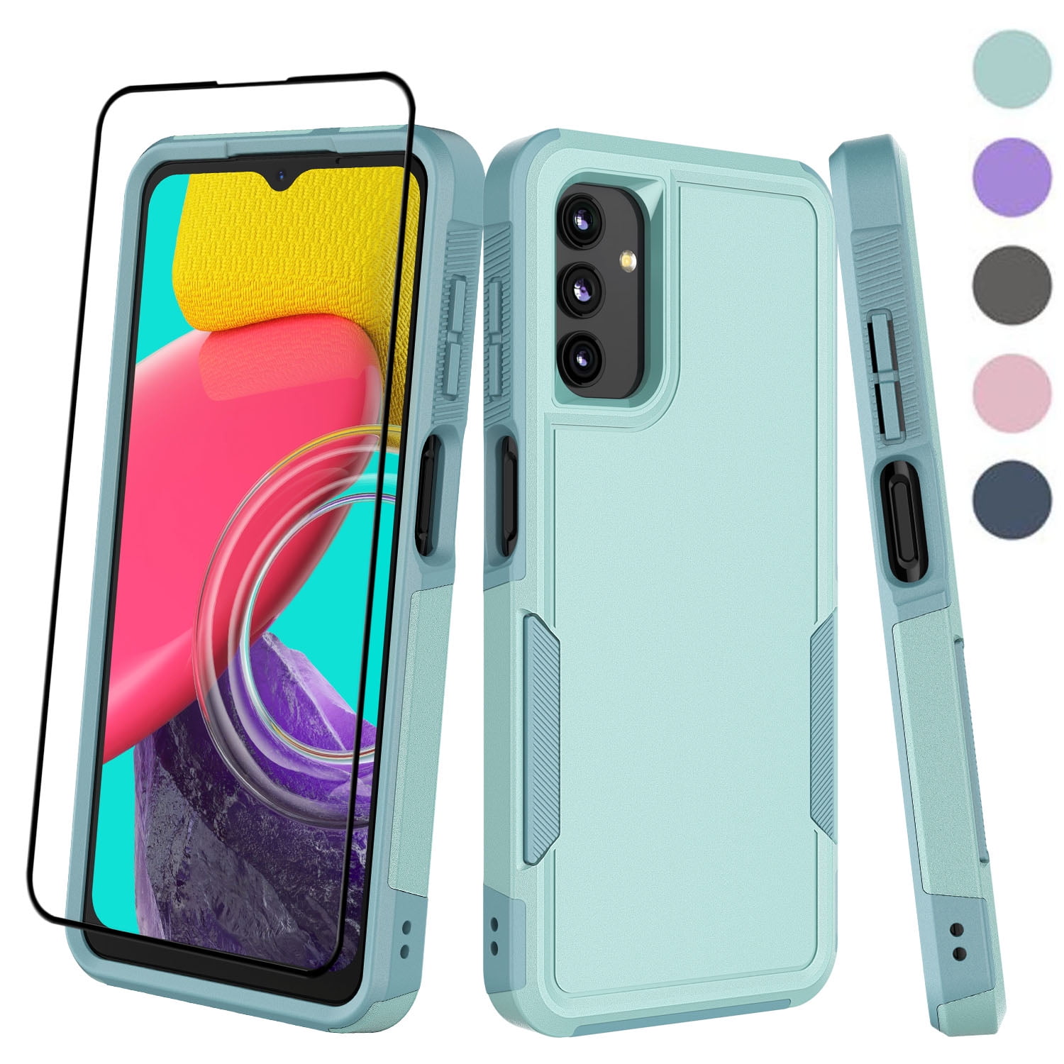 Samsung Galaxy A14 5G Phone Case, with Tempered Glass Screen Protector, Takfox Dual Layer Heavy ...