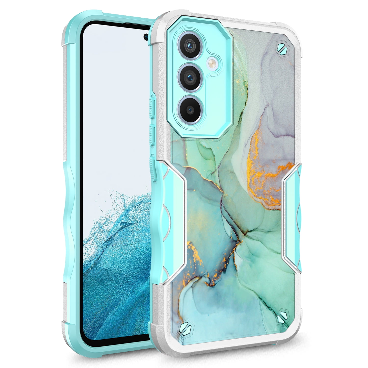 Rosebono Heavy Duty Cell Phone Case, Samsung Galaxy A14, Green Marble ...