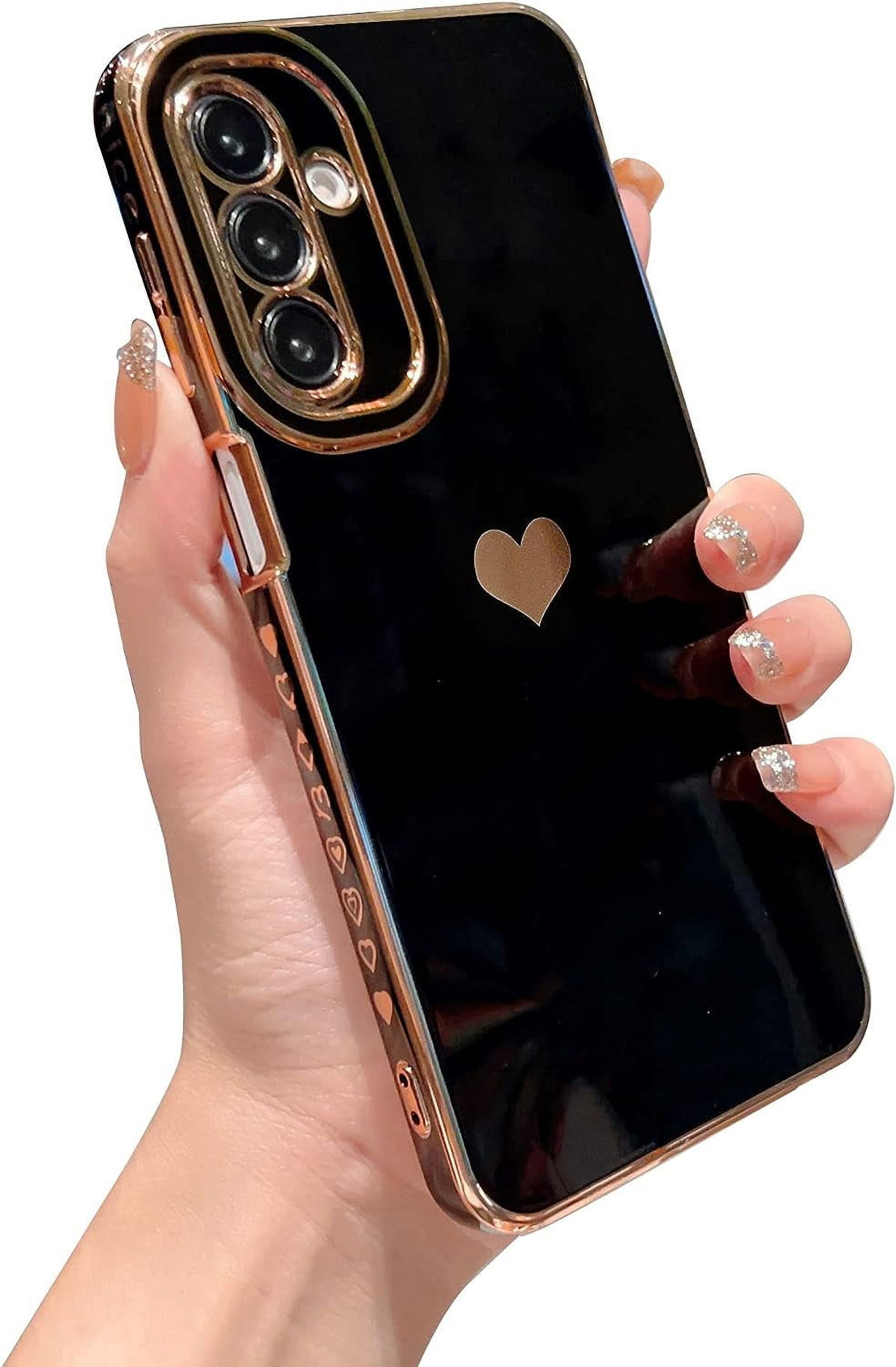 for Samsung Galaxy A15 4g/5g 6.5" Phone Case with Luxury Electroplate Cute Side Love Heart Cover ...