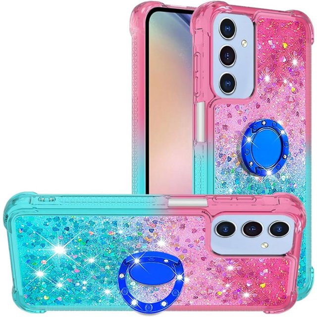 Samsung Galaxy A15 5G Case,Gradient Quicksand Series Glitter Bling Flowing Liquid Floating TPU ...