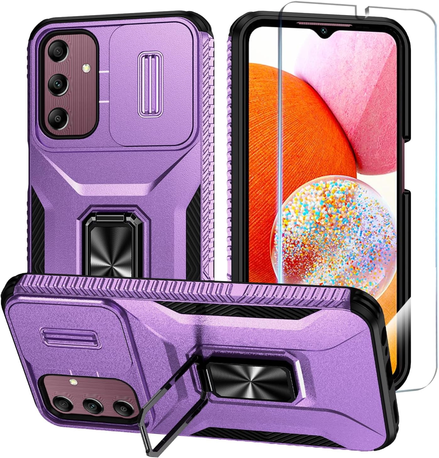 for Samsung Galaxy A15 5G Case with HD Screen Protector & Slide Camera ...