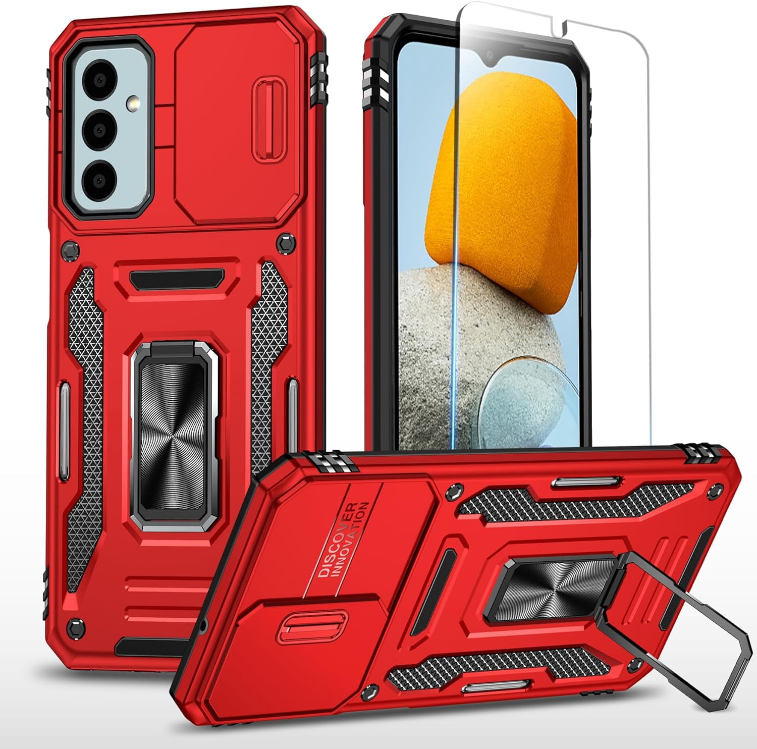 for Samsung Galaxy A15 5G Case with HD Screen Protector & Slide Camera ...