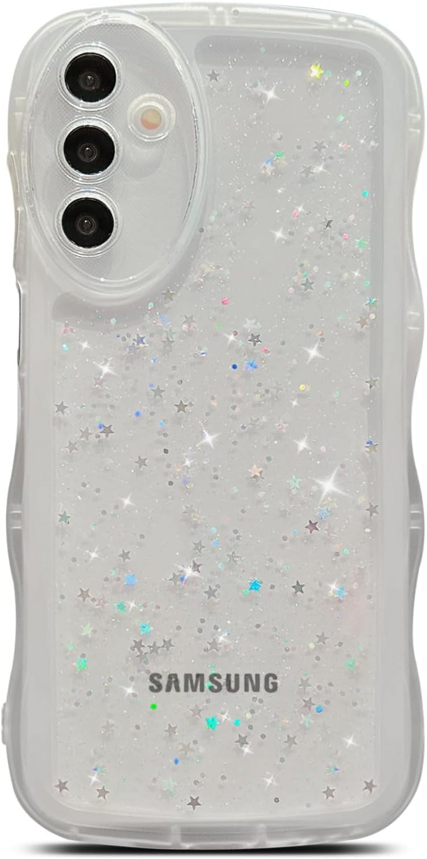 for Samsung Galaxy A15 5G Phone Case 6.5", Glitter Clear Bling Star Transparent Matte Cute Curly ...