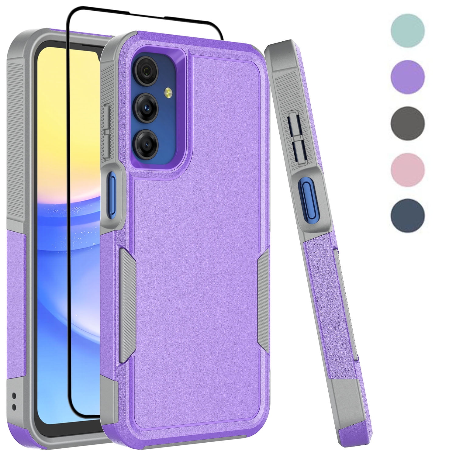 Samsung Galaxy A15 5G Phone Case, with Tempered Glass Screen Protector,Takfox Dual Layer ...