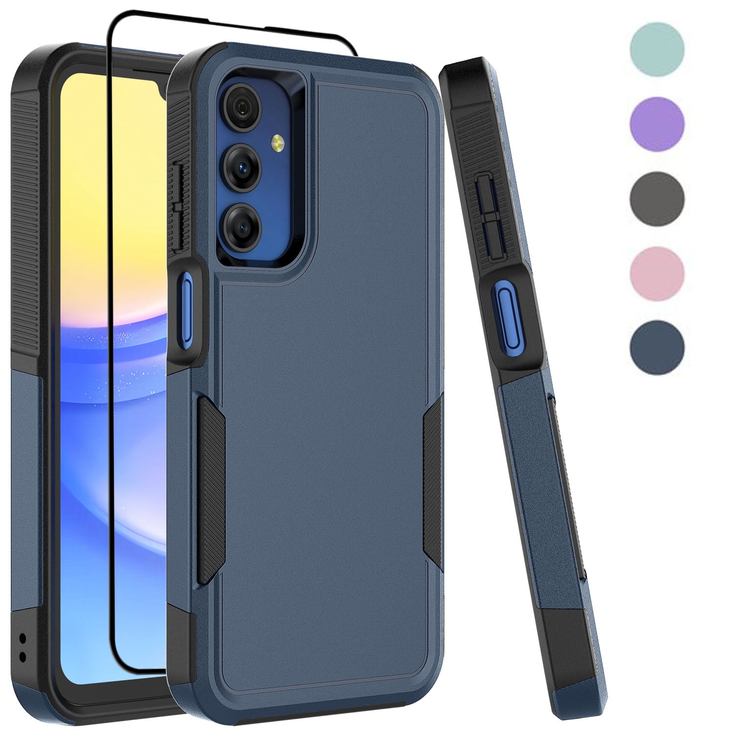 Samsung Galaxy A15 5G Phone Case, with Tempered Glass Screen Protector,Takfox Dual Layer ...