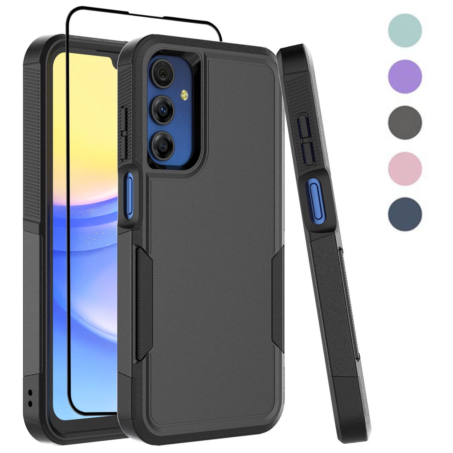 Samsung Galaxy A15 5G Phone Case with Screen Protector Tempered Glass ,Takfox Dual Layer ...