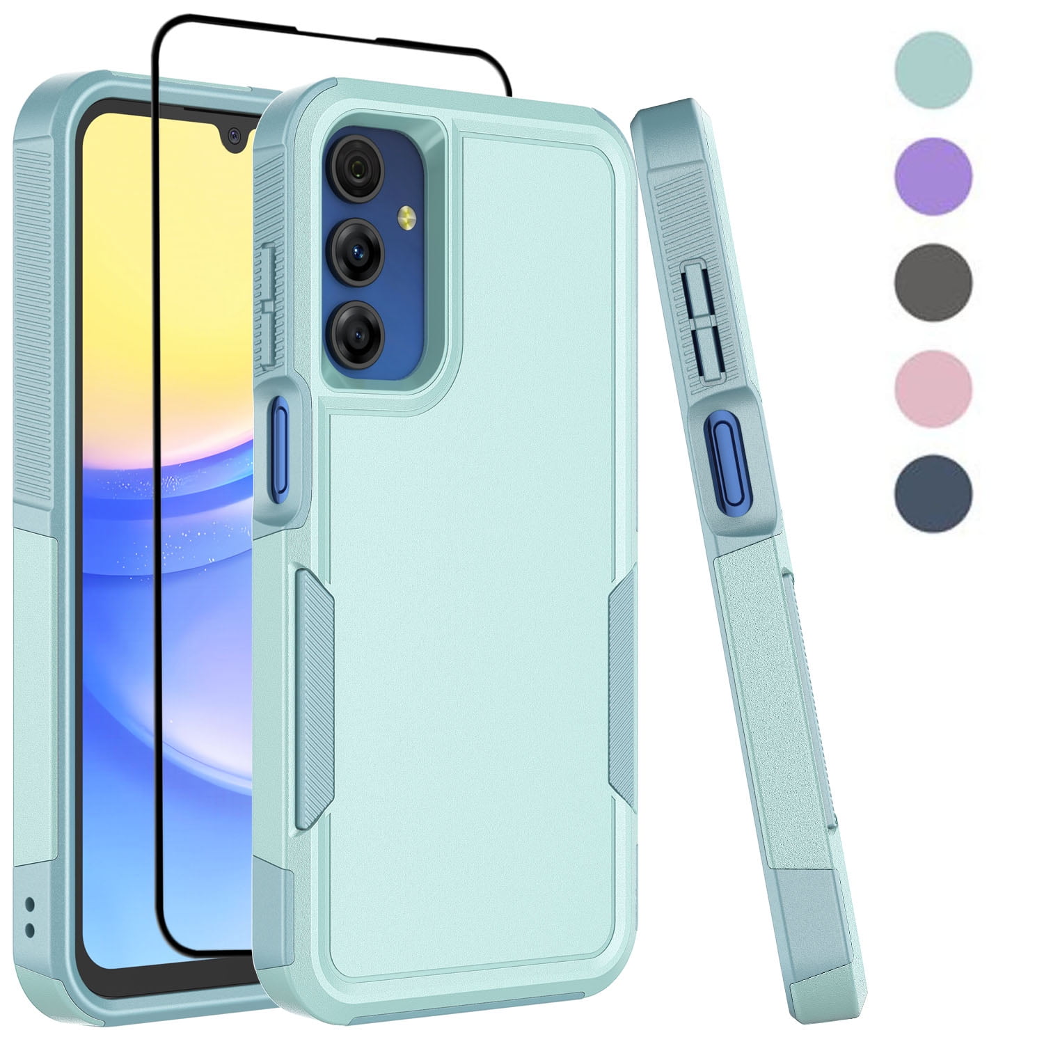 Samsung Galaxy A15 5G Phone Case, with Tempered Glass Screen Protector,Takfox Dual Layer ...