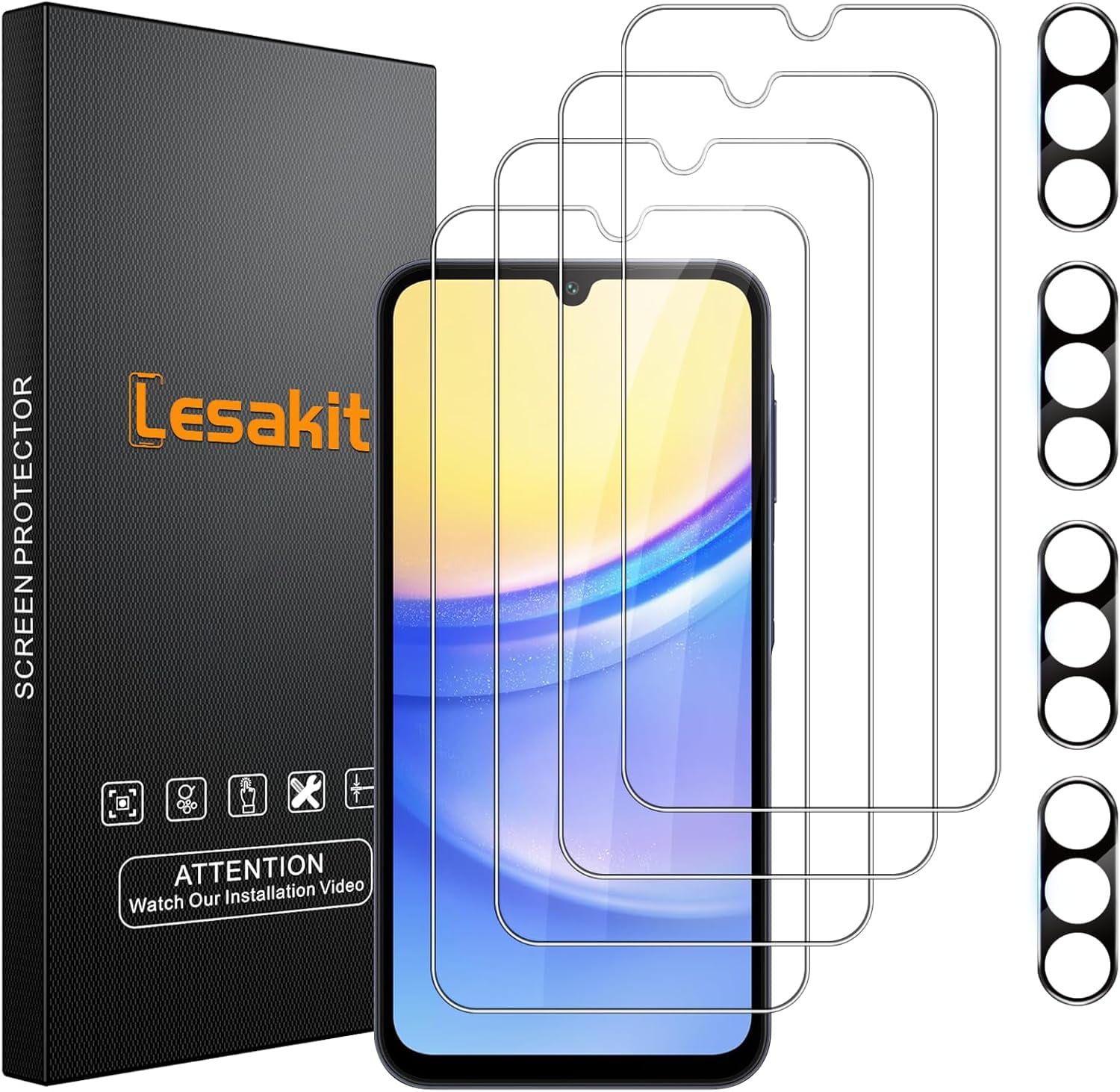 Samsung Galaxy A15 5G Screen Protector - 4 Pack Tempered Glass with 4 ...
