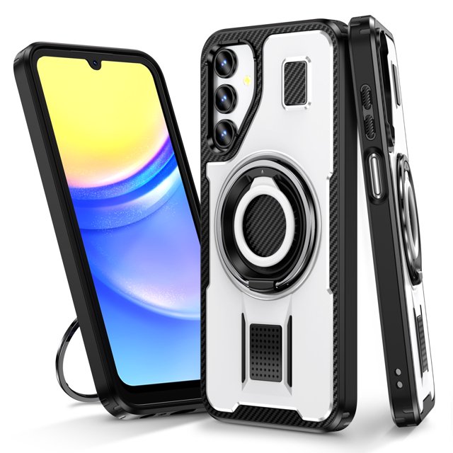 for Samsung Galaxy A15 Case with Rotatable Ring Stand [Military Grade ...