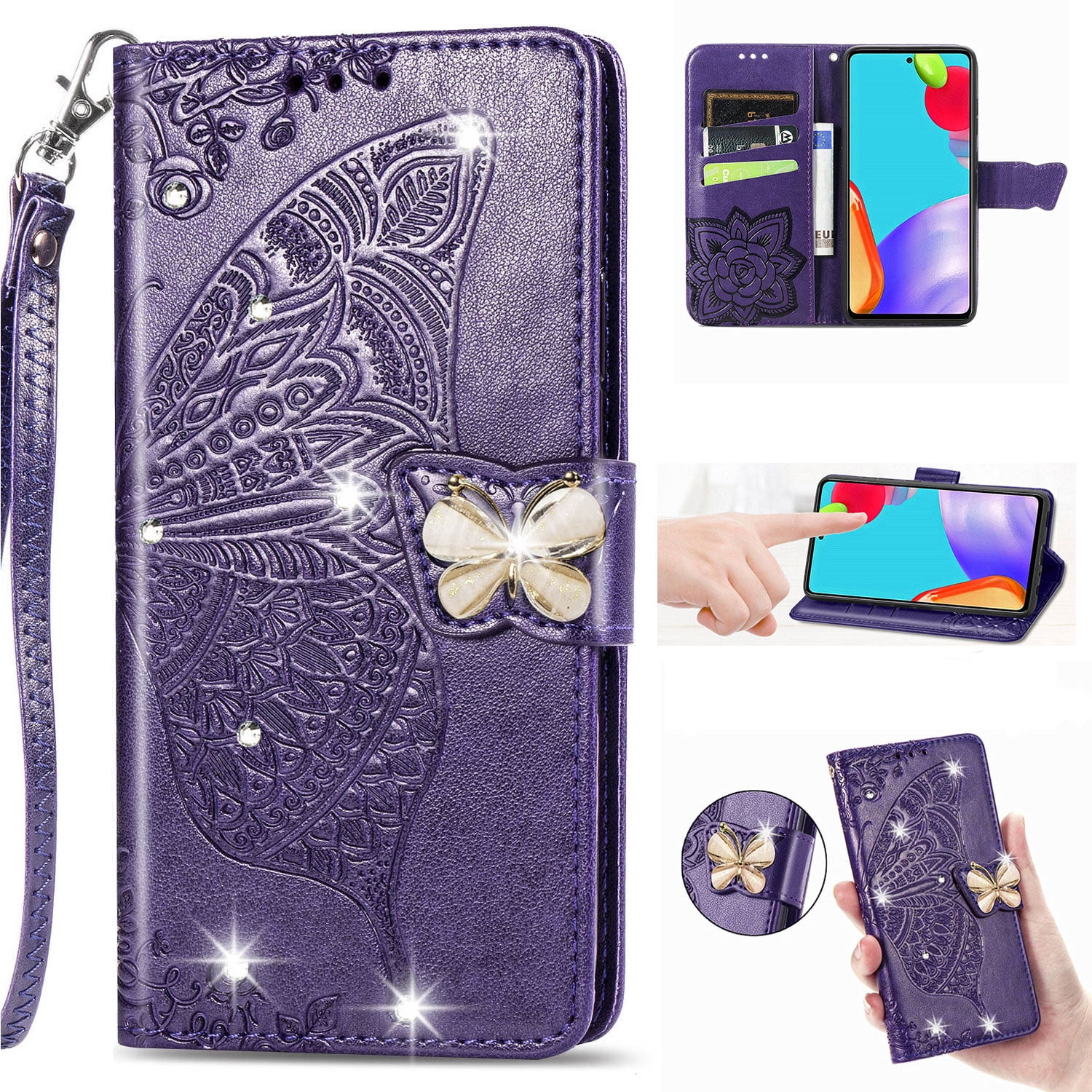 for Samsung Galaxy A15 Phone Case Wallet, Women Flip Folio Cover with ...