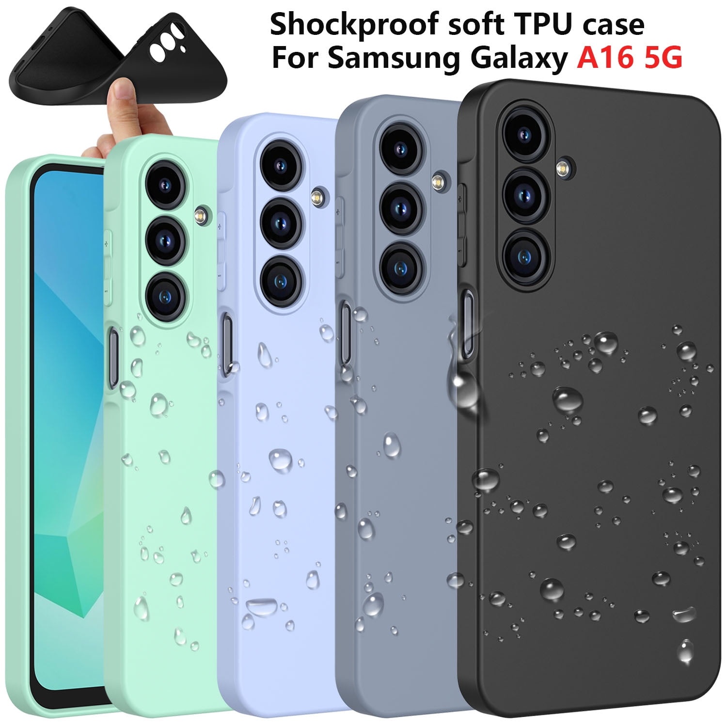Tekcoo Samsung Galaxy A16 5G Case, Black Silicone Cover, Shockproof ...