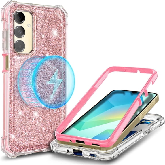 for Samsung Galaxy A16-5G Phone Case Glitter Rose Gold | Magnetic ...