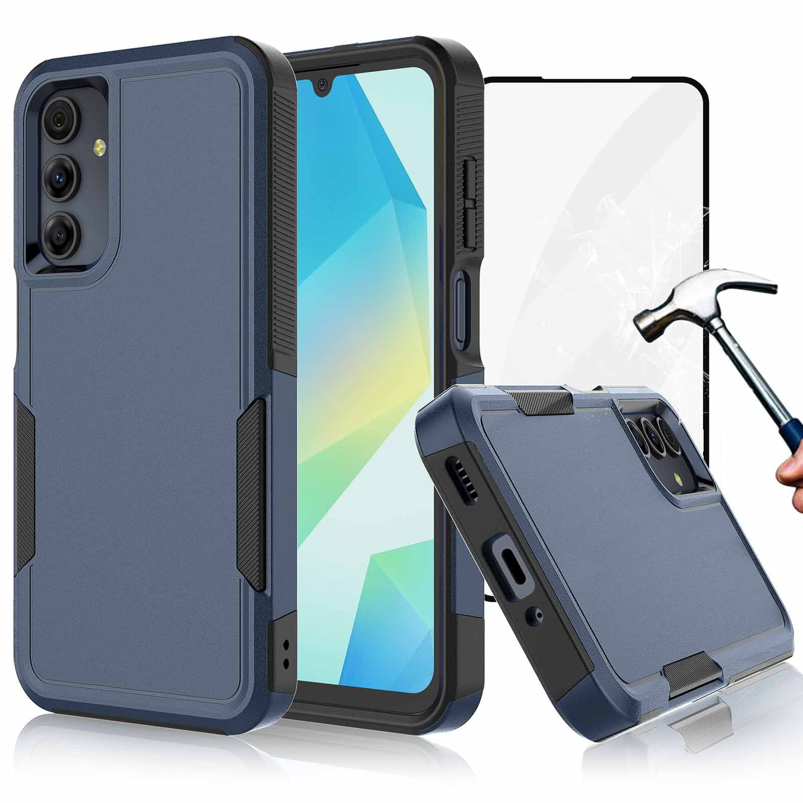 For Samsung Galaxy A16 5G Phone Case, with Tempered Glass Screen ...