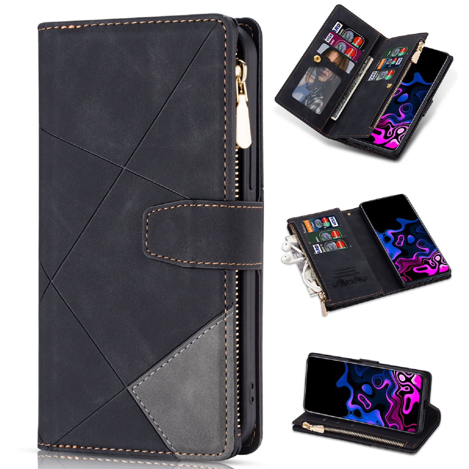 for Samsung Galaxy A16 5G Zipper Wallet Case with Credit Card Holder ...
