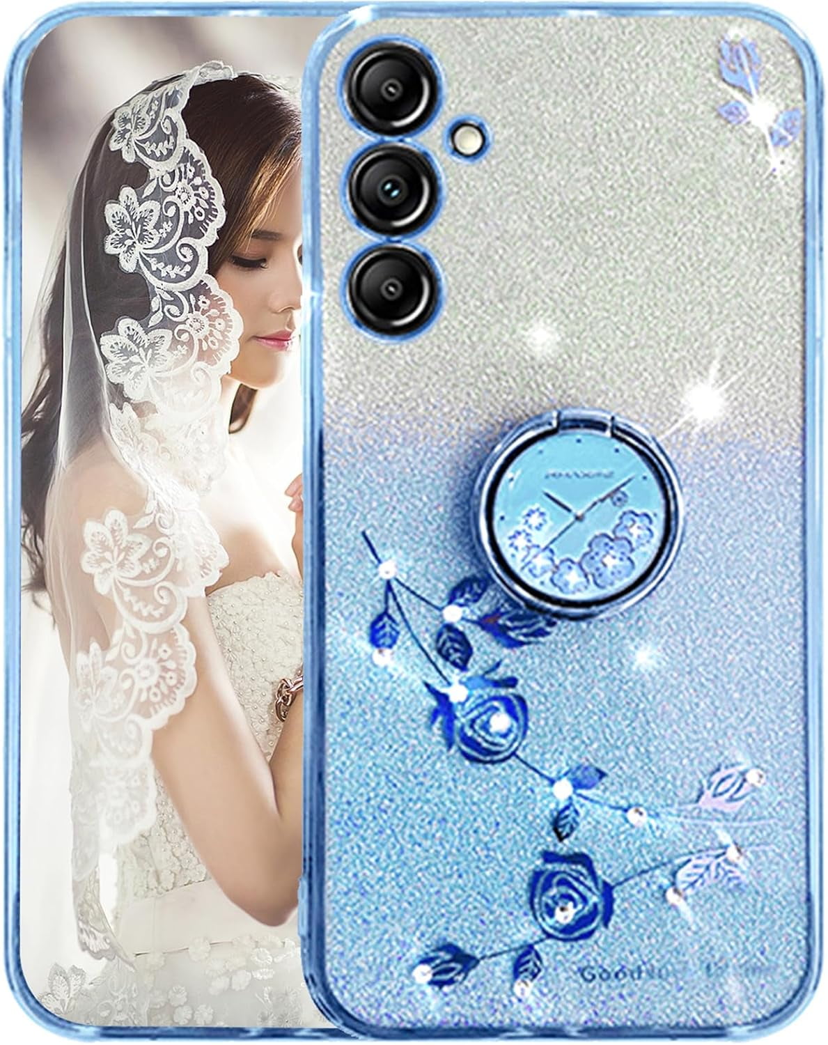for Samsung Galaxy A16 6.7" Slim Case, Crystal Bling Clear Glitter ...