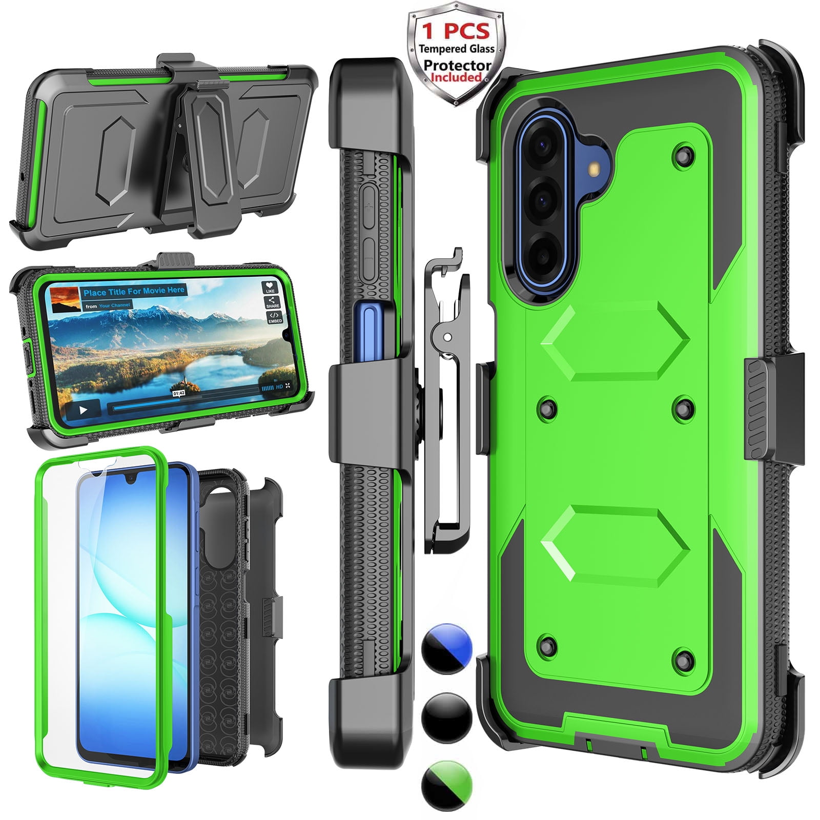 Samsung Galaxy A17 5G Case with Holster Clip [3-in-1 Rotating Belt Clip ...