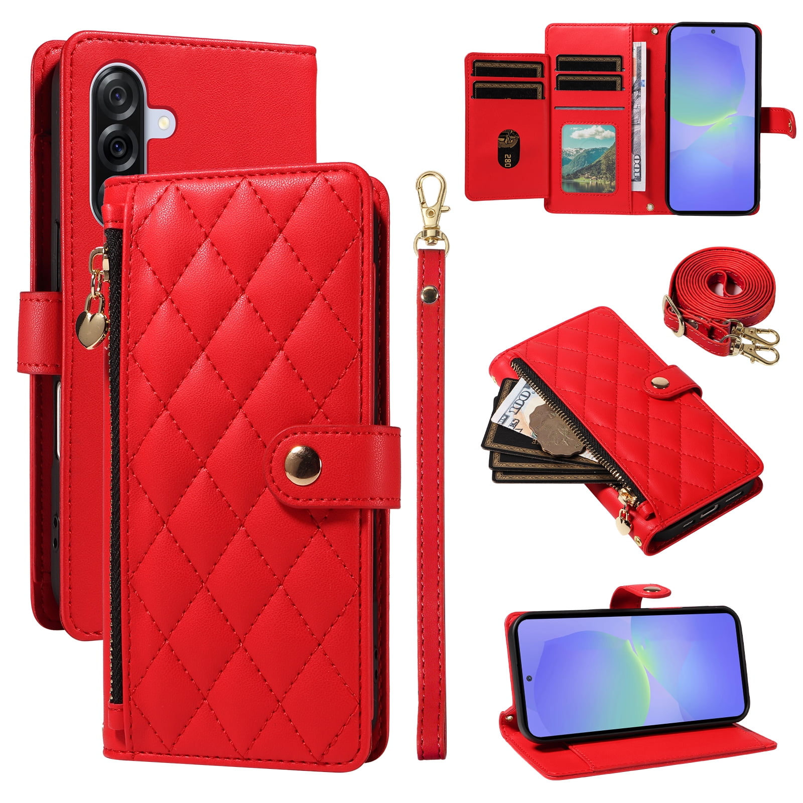 For Samsung Galaxy A17 5G Wallet Case with Zipper Card Slots,RFID ...