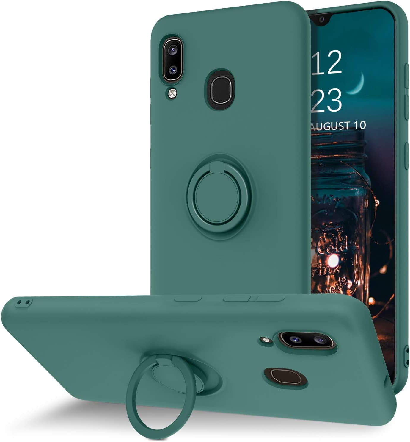 Samsung Galaxy A20 / A30 Case, Slim Silicone Soft Rubber with 360° Ring ...