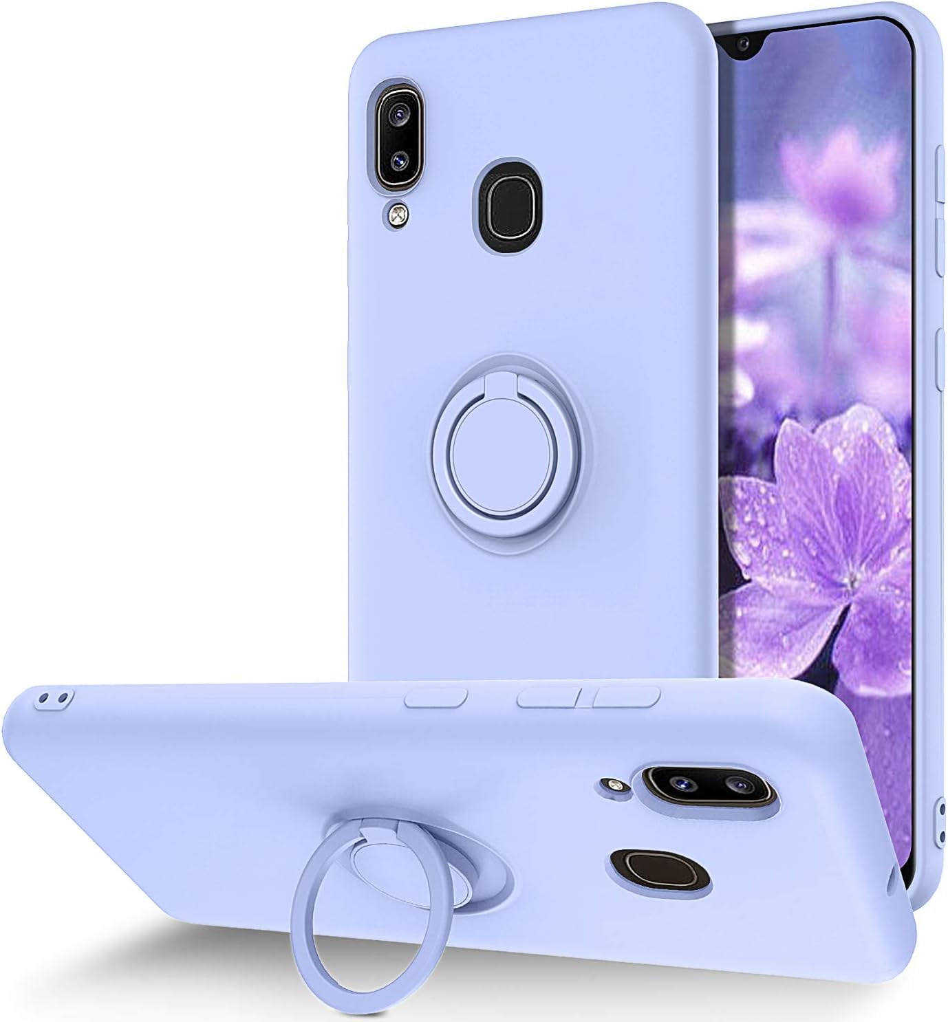 Samsung Galaxy A20 / A30 Case, Slim Silicone Soft Rubber with 360° Ring ...