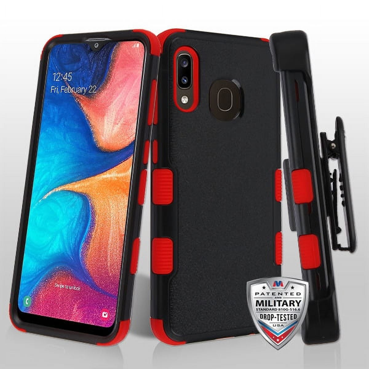 Samsung Galaxy A20 Phone Case Hybrid Armor HOLSTER [Three Layers ...