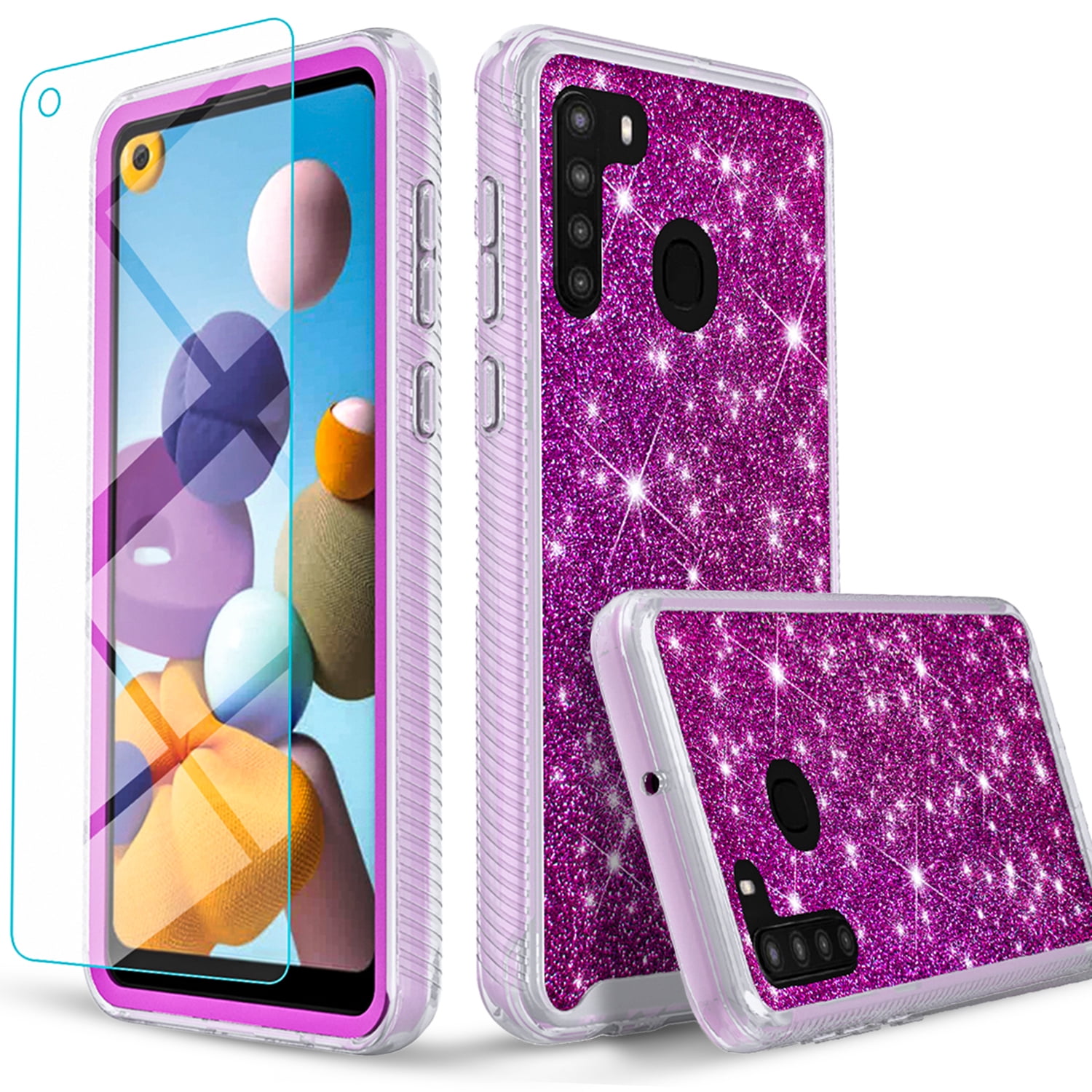 Samsung Galaxy A21 Case, [Not Fit Samsung A21S/A11] with [Tempered ...