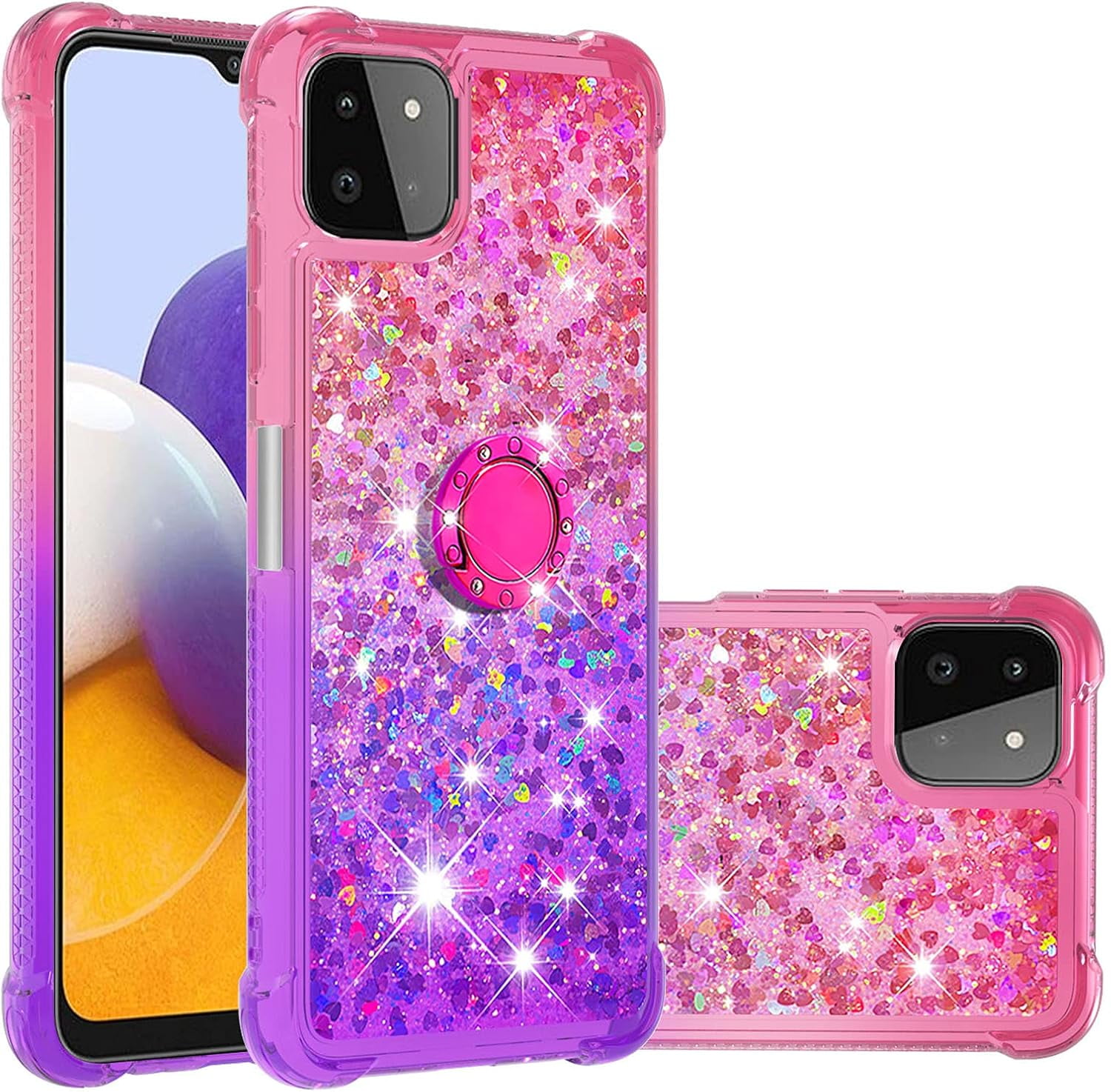 Samsung Galaxy A22 5G Case, Gradient Quicksand Series Glitter Bling Flowing Liquid Floating TPU ...