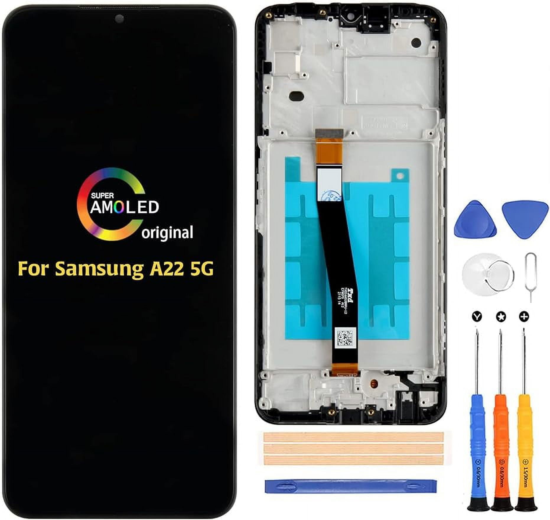 for Samsung Galaxy A22 5G LCD Display (Black with Frame) Touch ...