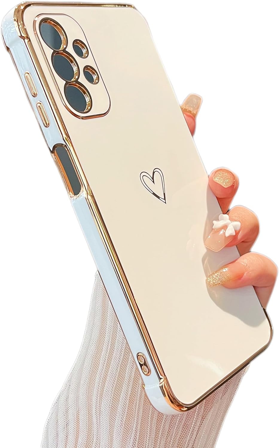 Samsung Galaxy A23 4G/5G Case,Cute Plating Edge Love Hearts Pattern with Camera Lens Protection ...