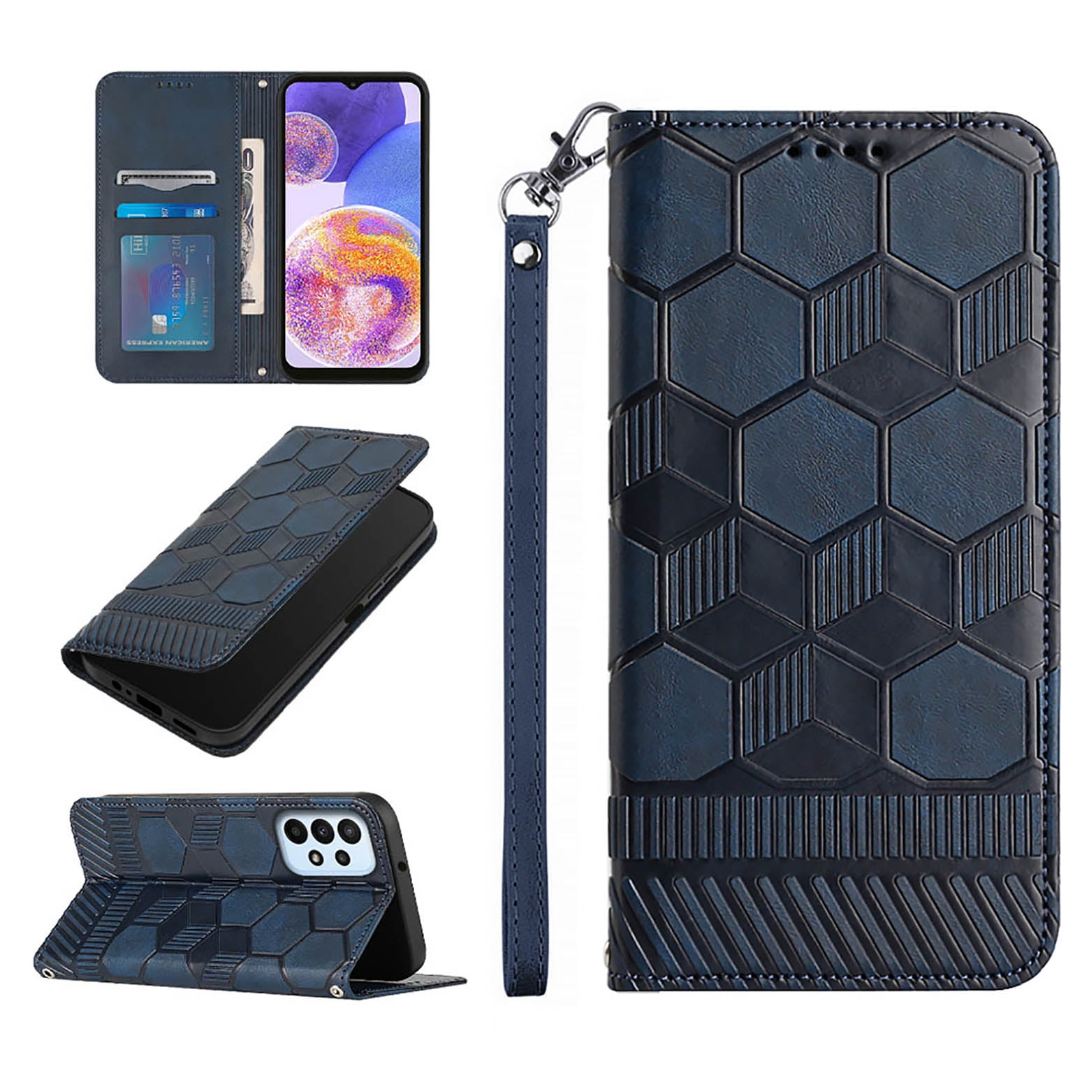 for Samsung Galaxy A23 5G 6.6 inch Wallet Phone Case with Wrist Strap ...