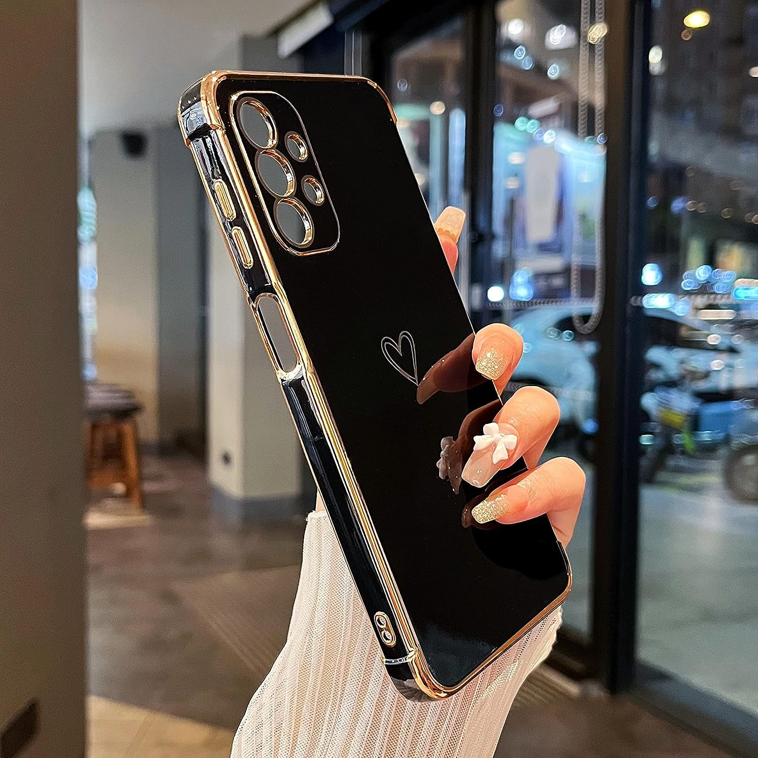 Samsung Galaxy A23 6.6" Case,Cute Plating Edge Love Hearts Pattern with Camera Lens Protection ...