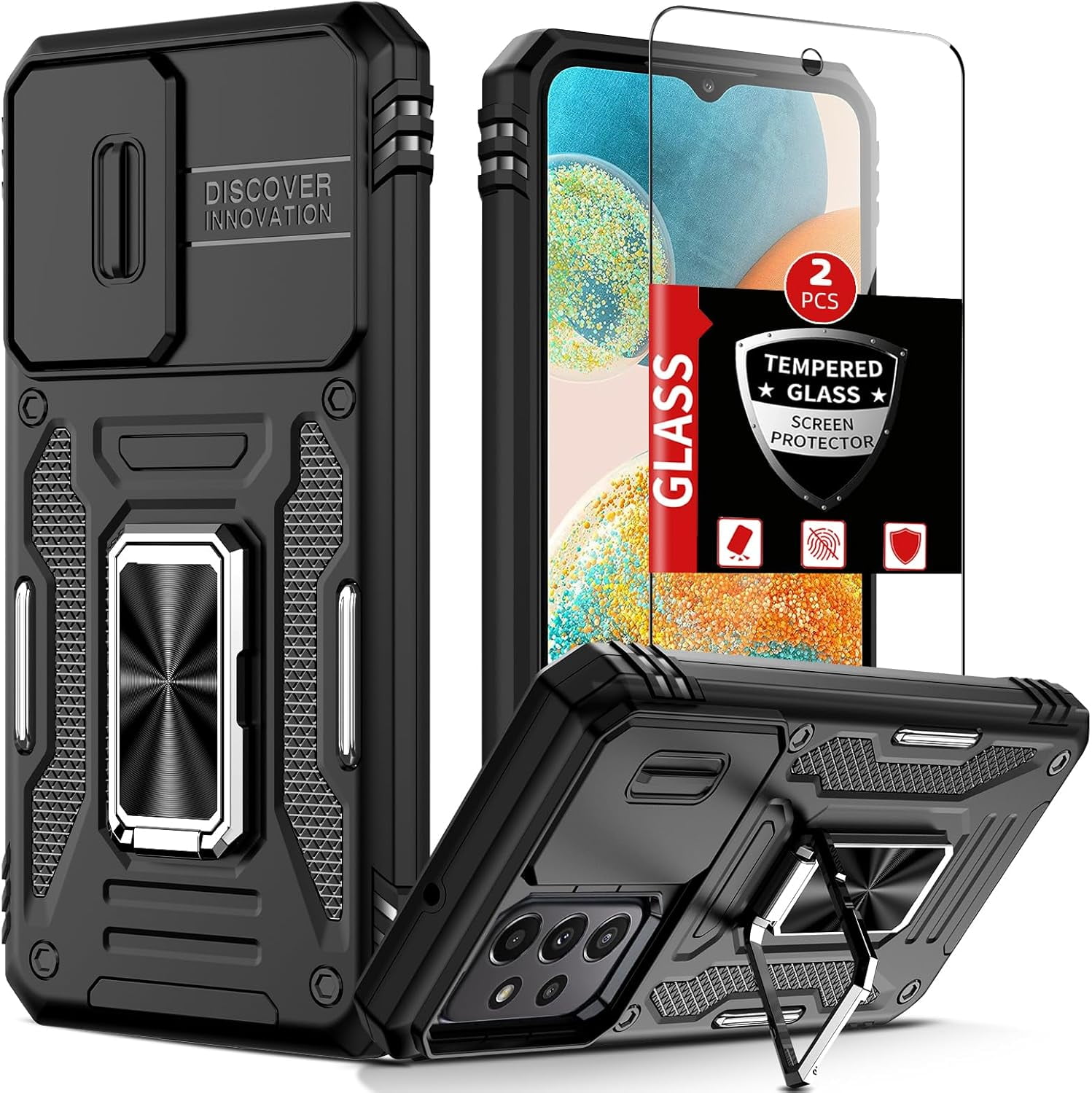 for Samsung Galaxy A23 Case with Tempered Glass Screen Protector ...