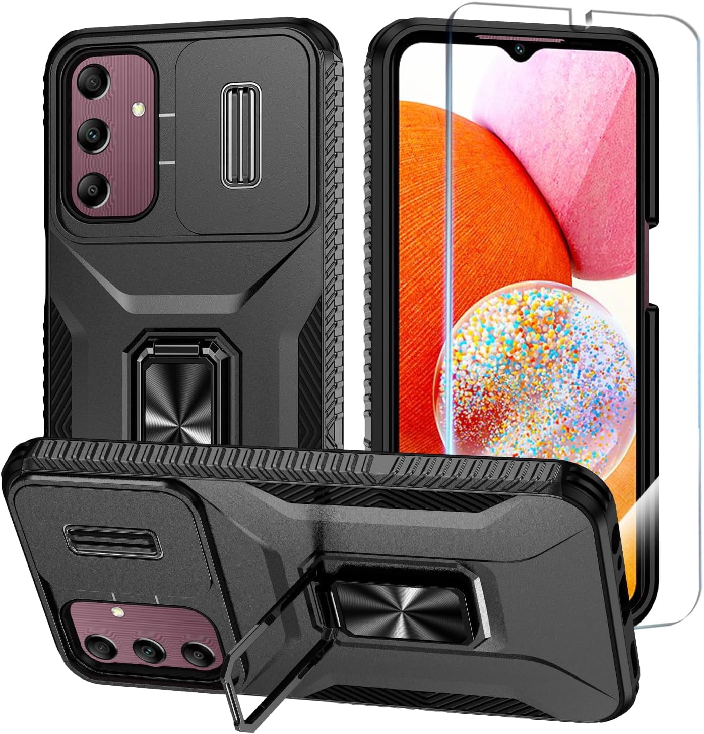 for Samsung Galaxy A25 5G Case with HD Screen Protector & Slide Camera ...