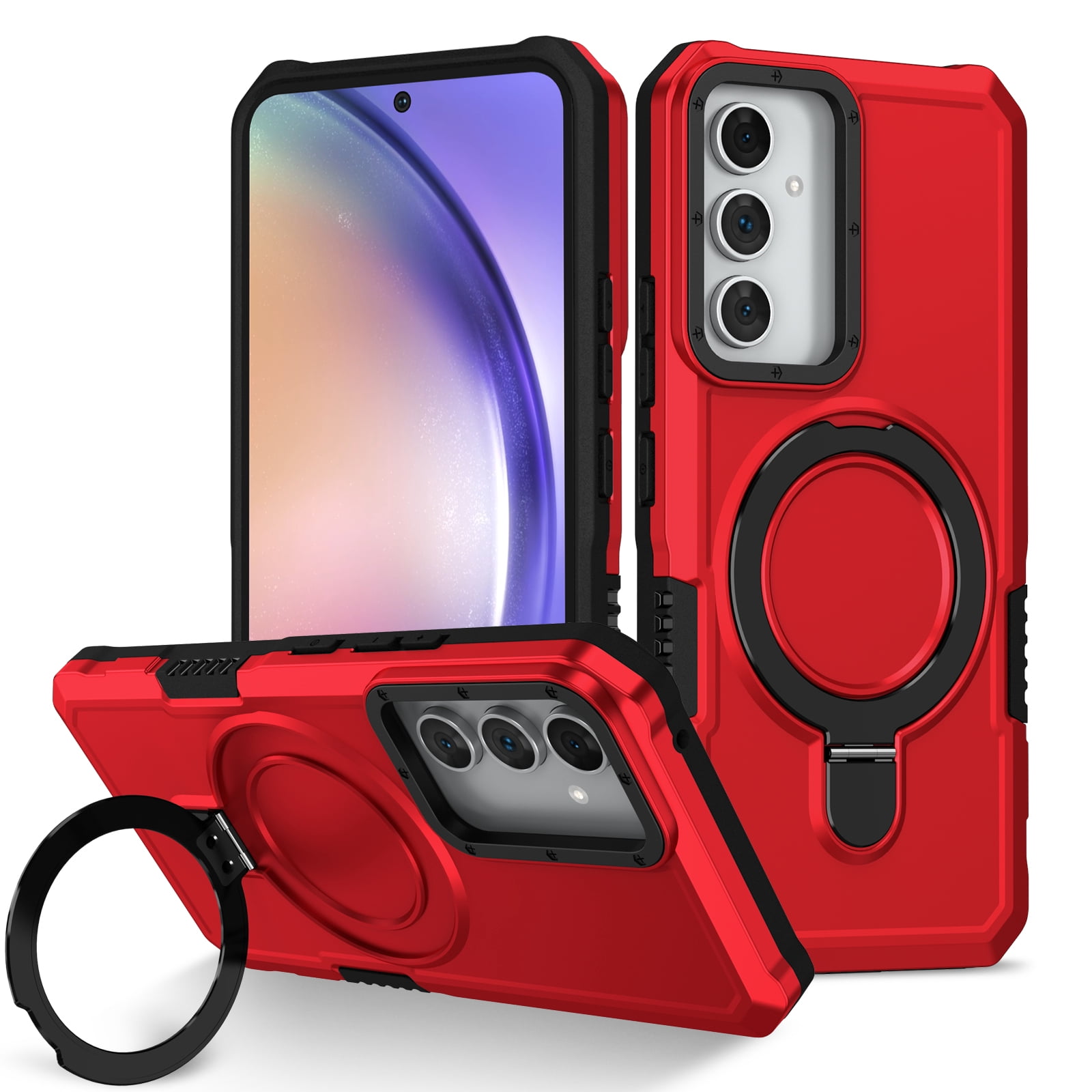 for Samsung Galaxy A25 5G Hybrid Case with Magnetic Ring Multi-Angle ...
