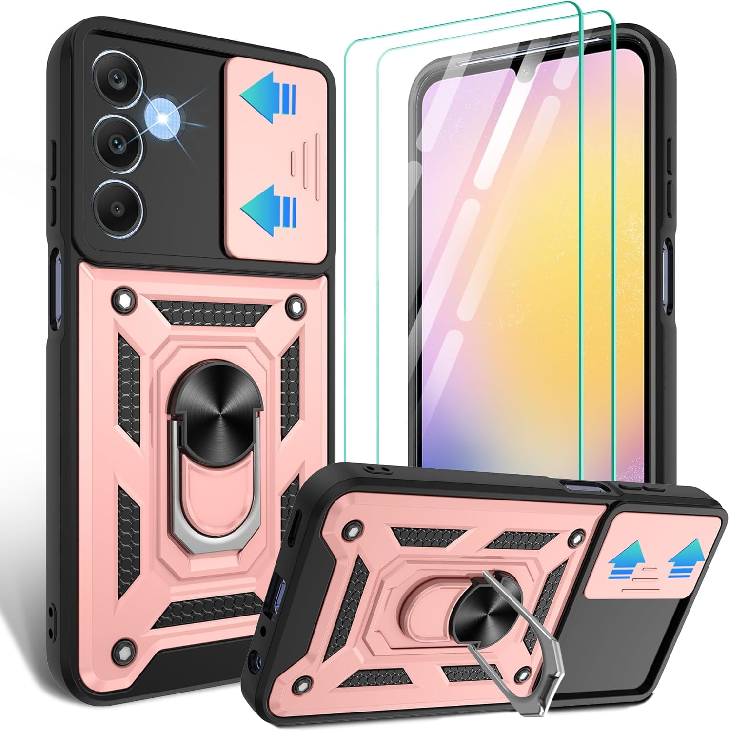 for Samsung Galaxy A25 5G Phone Case with Screen Protector*2 with Slide ...