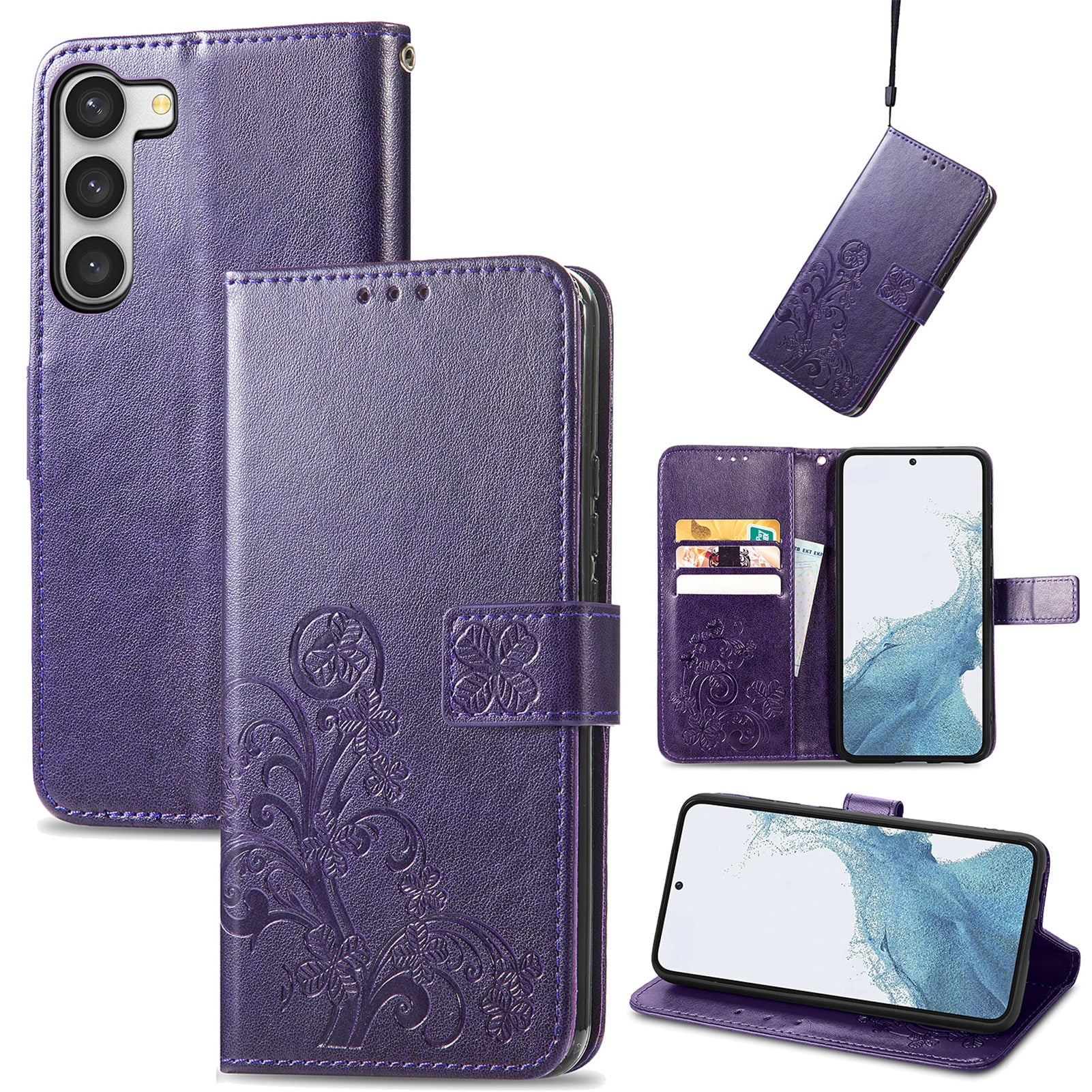 for Samsung Galaxy A25 5G Wallet Case, [Flower Embossed] Premium PU ...