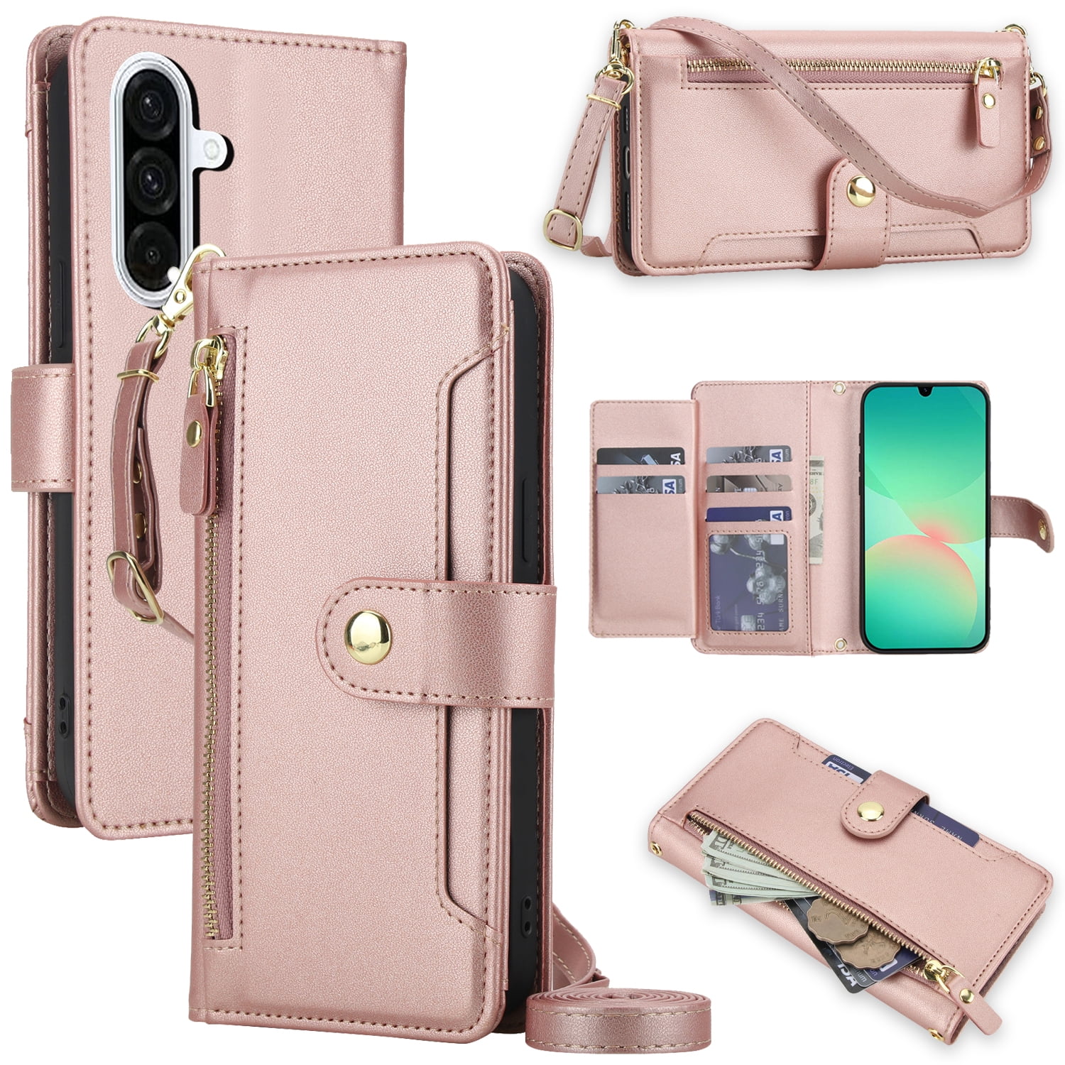 for Samsung Galaxy A26 5G Wallet Case, Multi-Functional PU Leather Flip ...