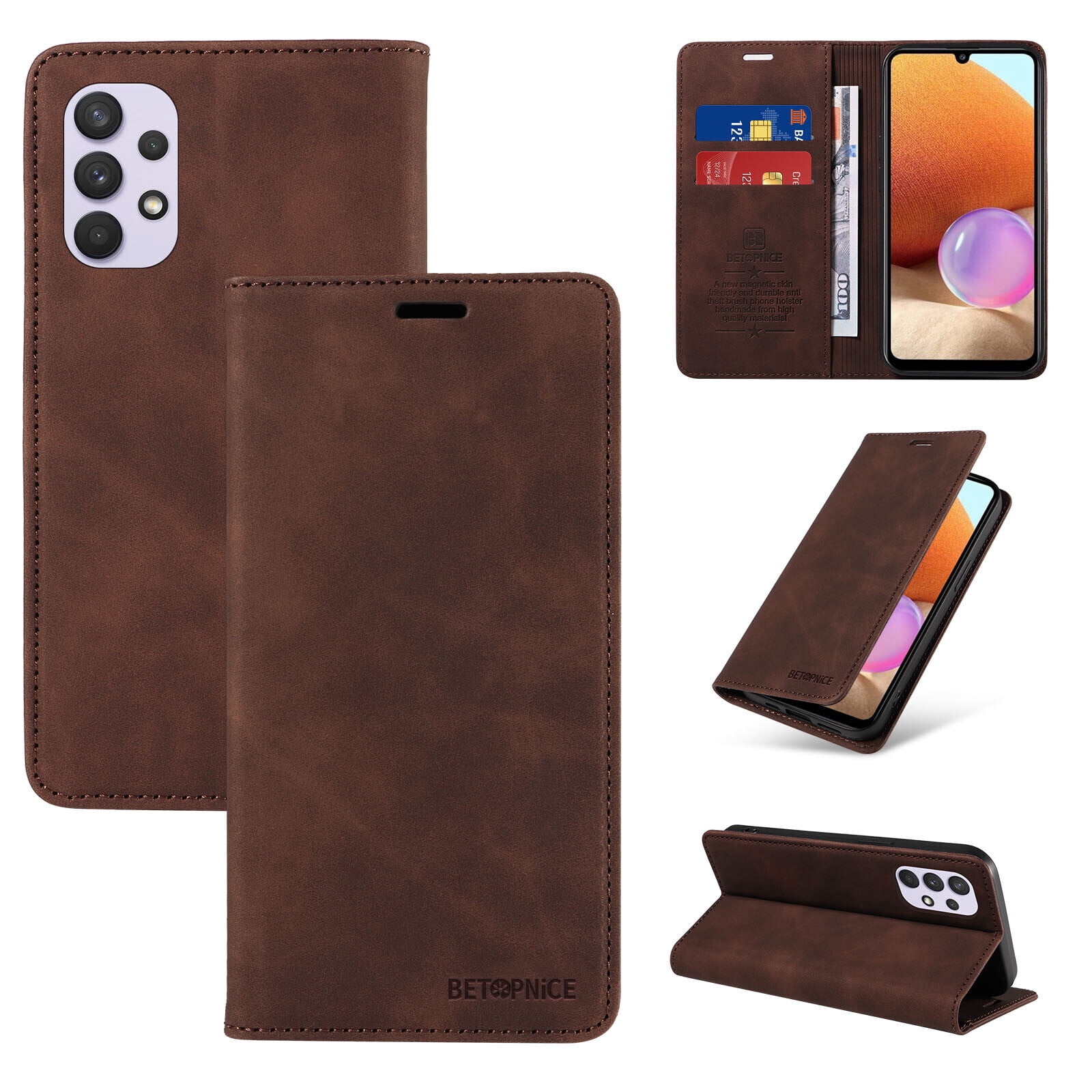 Samsung Galaxy A32 4G Case ,Leather Folio Wallet Magnetic Protective ...