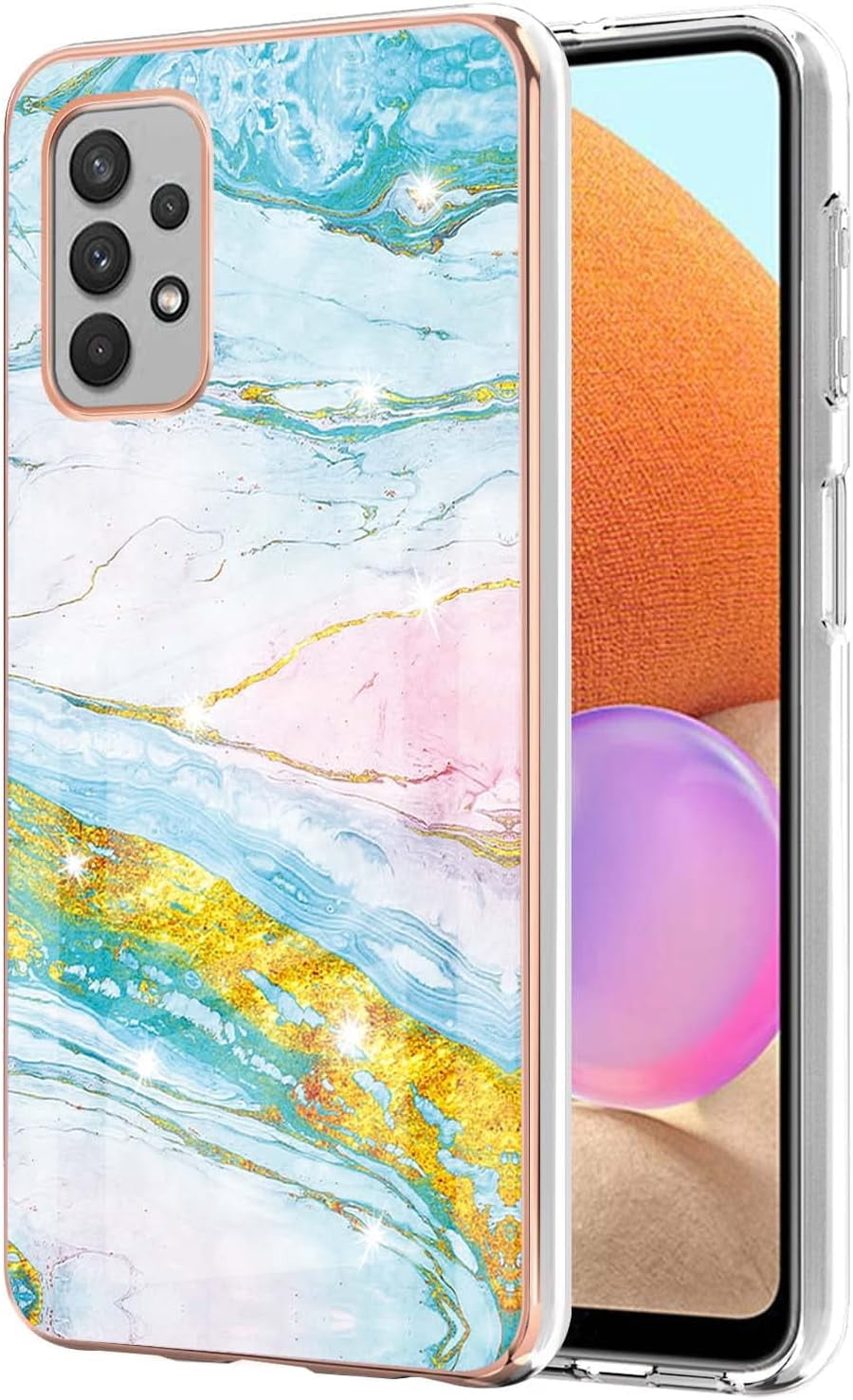 for Samsung Galaxy A32 4G Case, Soft TPU + IMD Marble Pattern Slim ...