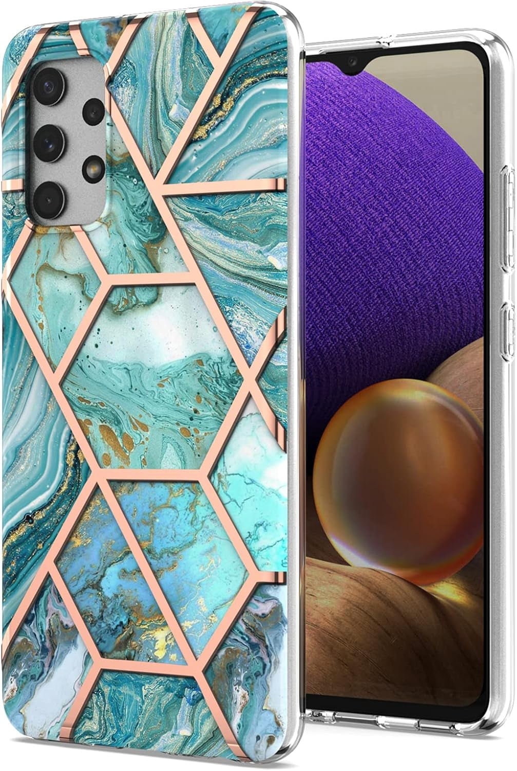 for Samsung Galaxy A32 4G Case, Soft TPU + IMD Mosaic Marble Pattern ...