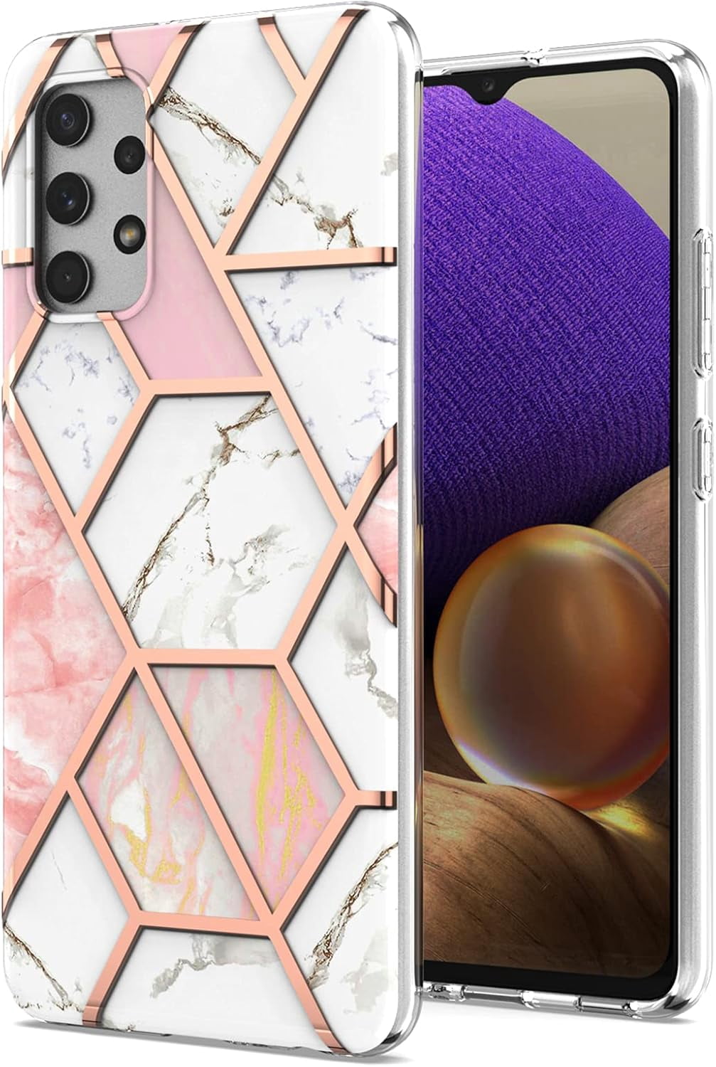 for Samsung Galaxy A32 4G Case, Soft TPU + IMD Mosaic Marble Pattern ...