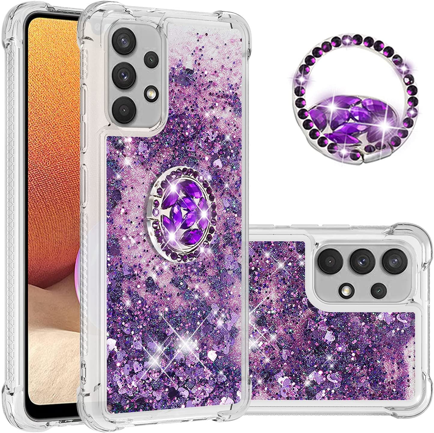 Samsung Galaxy A32 4G(Not 5G) Case,Creativity Clear Quicksand Glitter ...