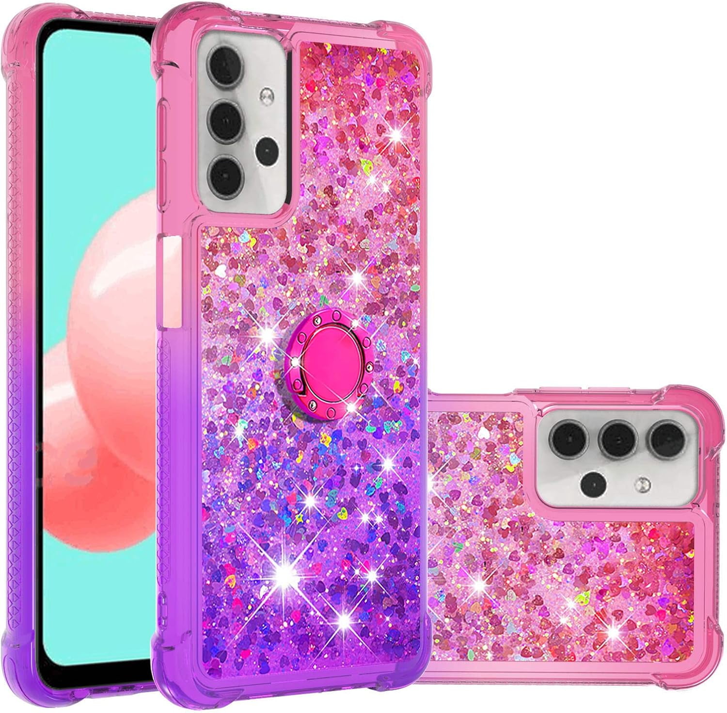 Samsung Galaxy A32 5G Case, Gradient Quicksand Series Glitter Bling Flowing Liquid Floating TPU ...