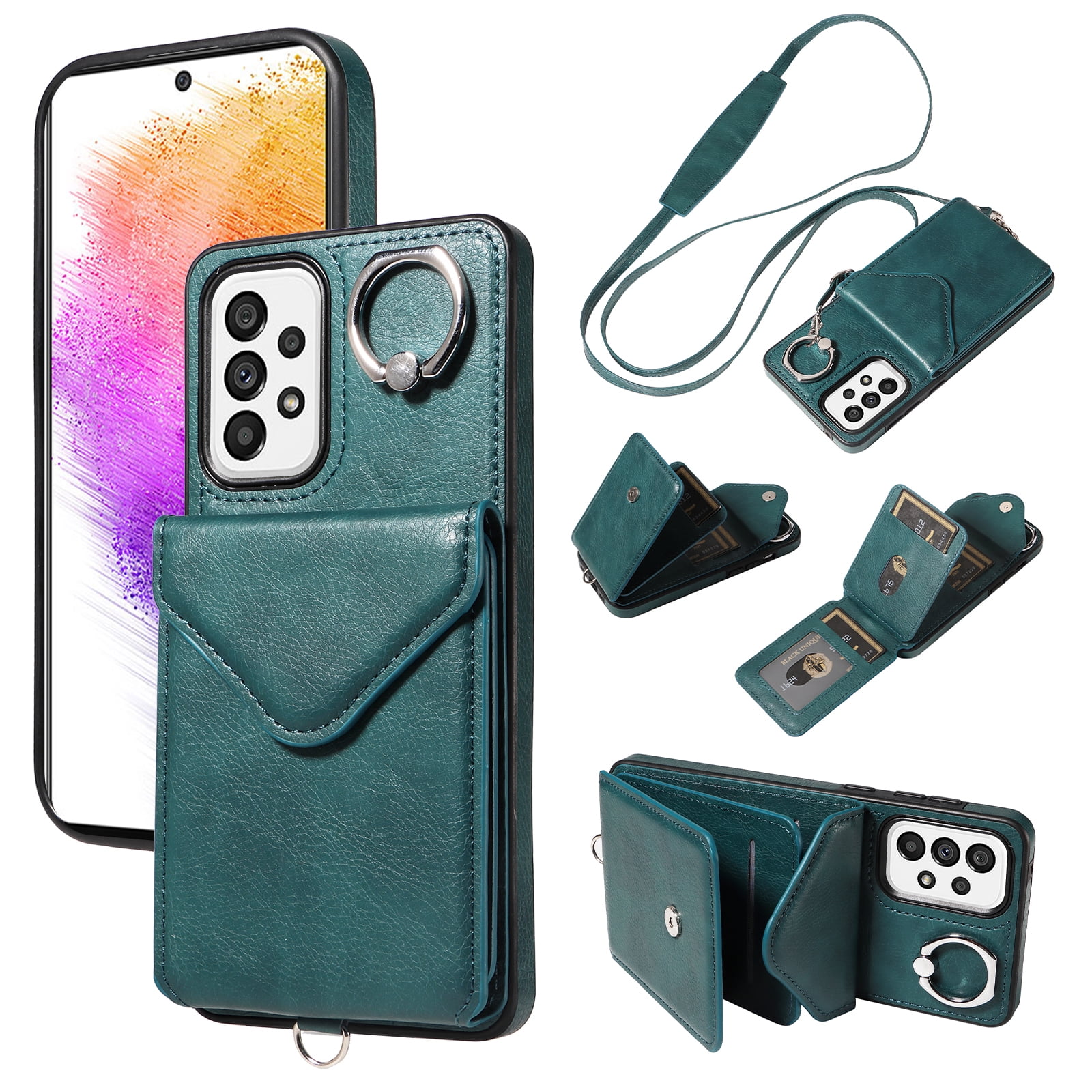 for Samsung Galaxy A32 5G Wallet Cover, with Card Holder + Lanyard ...